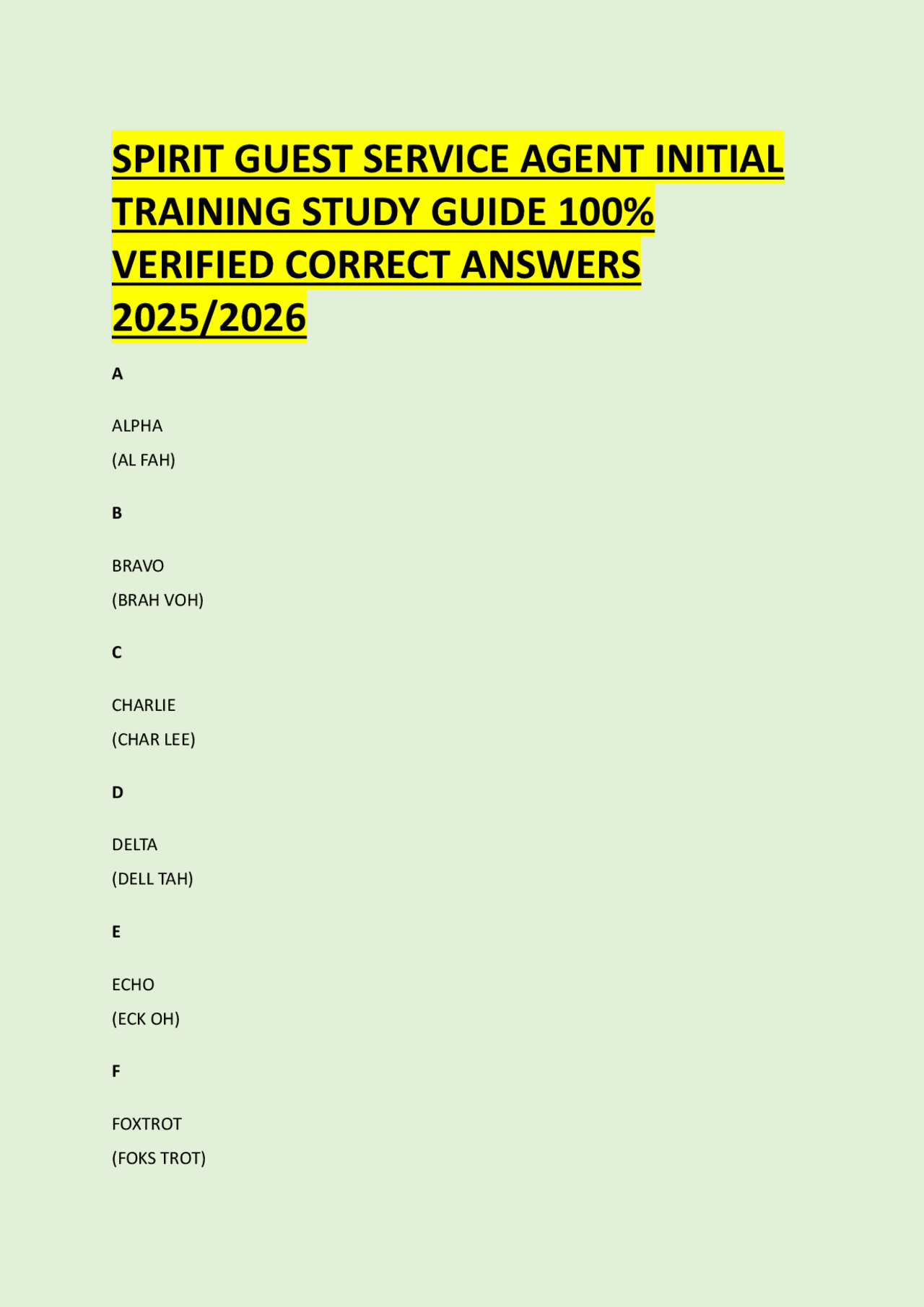 SPIRIT GUEST SERVICE AGENT INITIAL TRAINING STUDY GUIDE 100% VERIFIED ...
