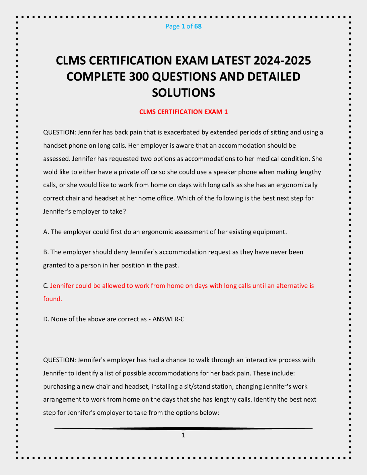 CLMS CERTIFICATION EXAM LATEST 2024-2025 ACTUAL EXAM & STUDY GUIDE ...