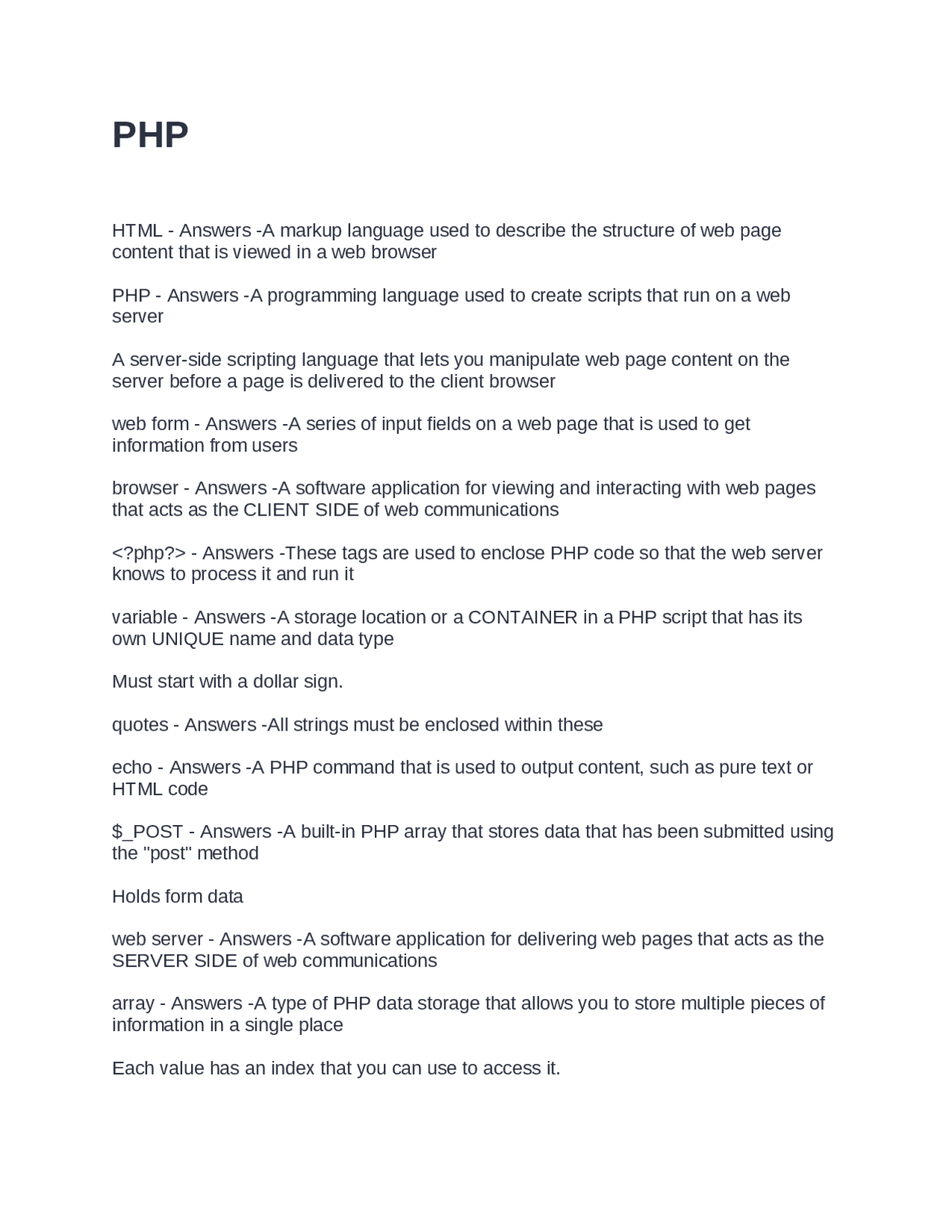 PHP Fundamentals: A Comprehensive Guide for Beginners | Exams Computer ...