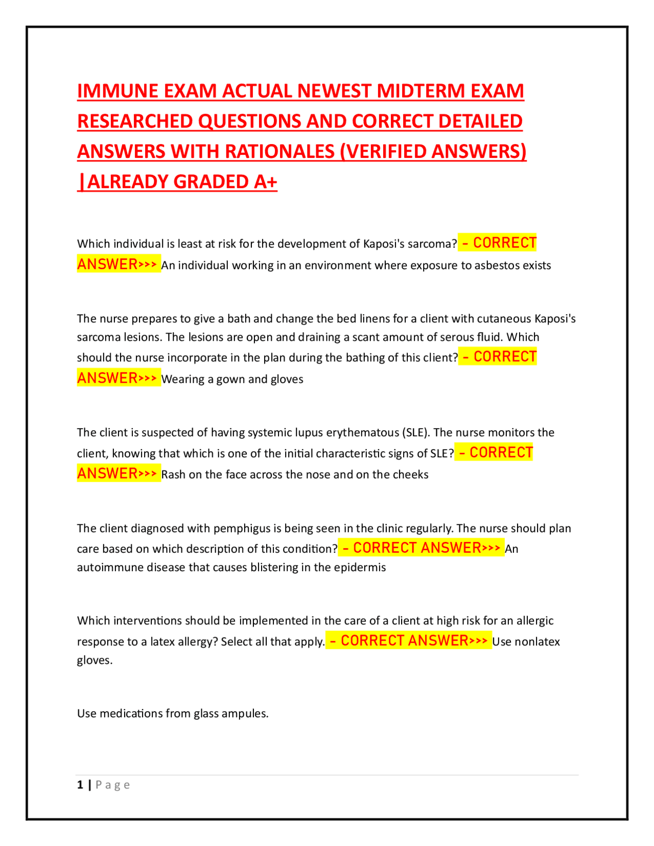 Immune System Exam Questions and Answers: A Comprehensive Guide | Exams ...