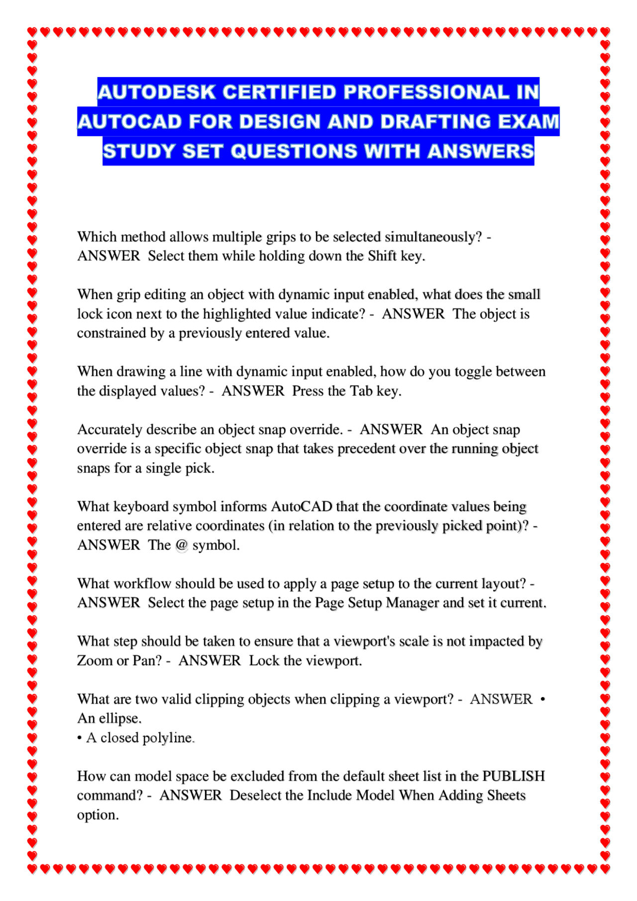 AutoCAD Exercises and Answers: A Comprehensive Guide to Mastering ...