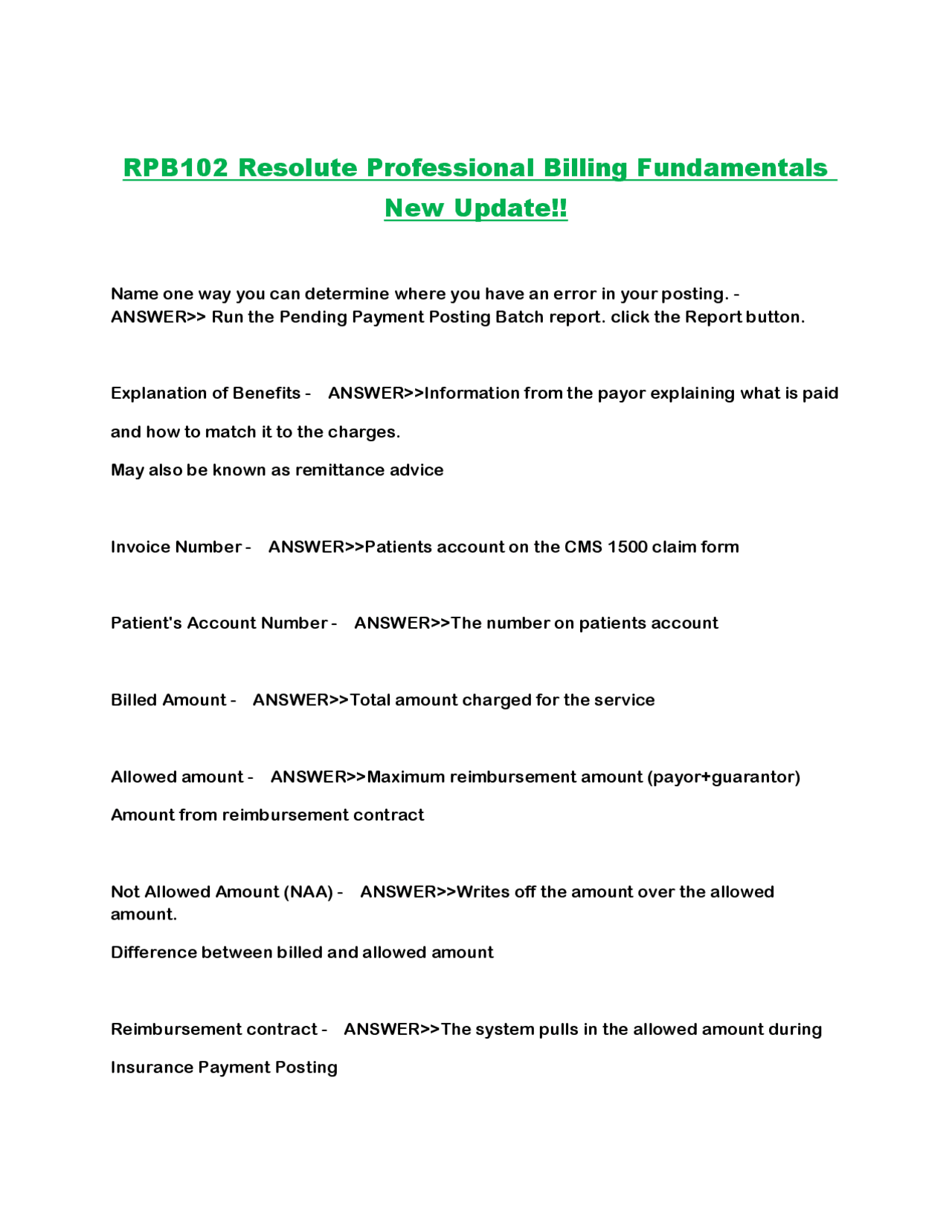 RPB102 Resolute Professional Billing Fundamentals: Exercises and ...