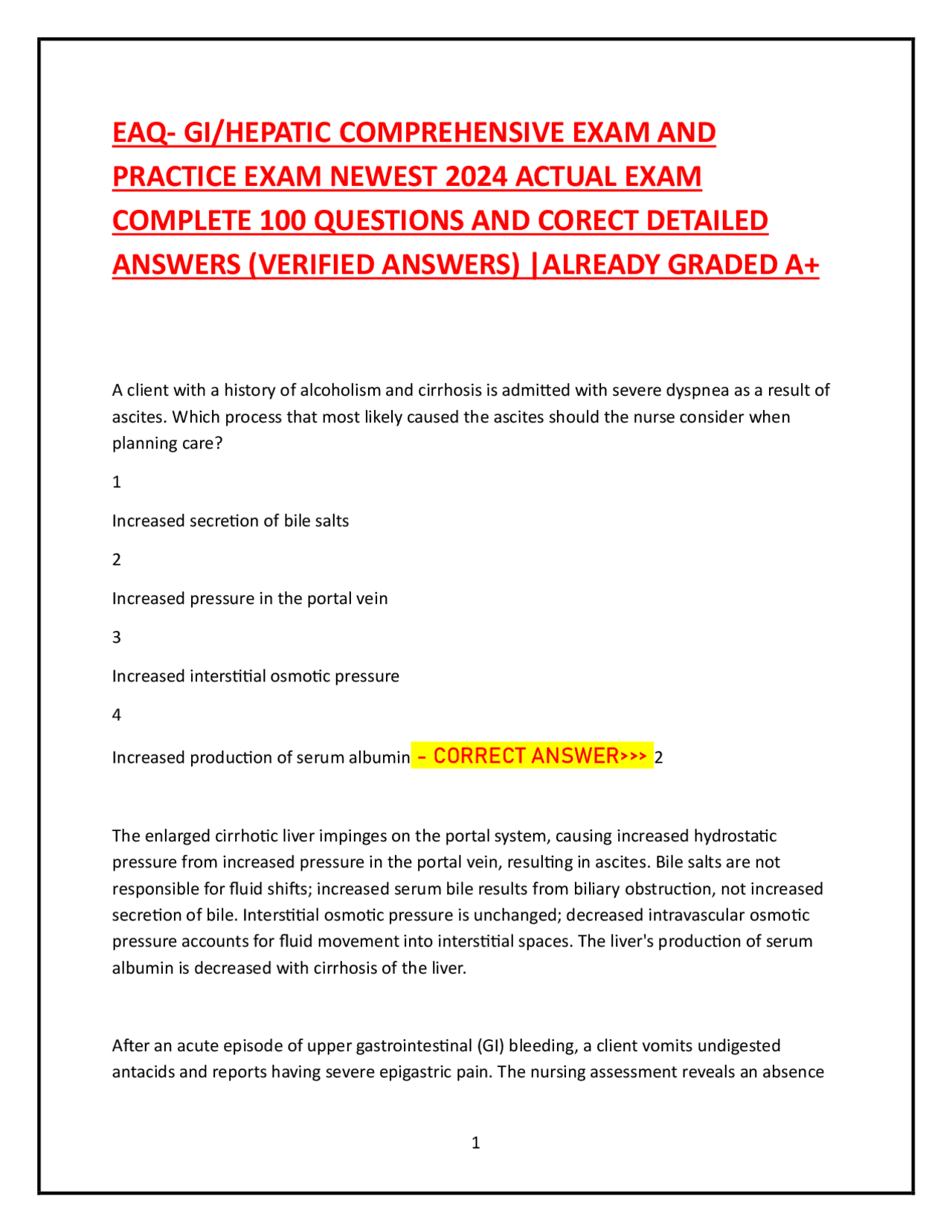 GI/Hepatic Comprehensive Exam and Practice Exam: 100 Questions and ...