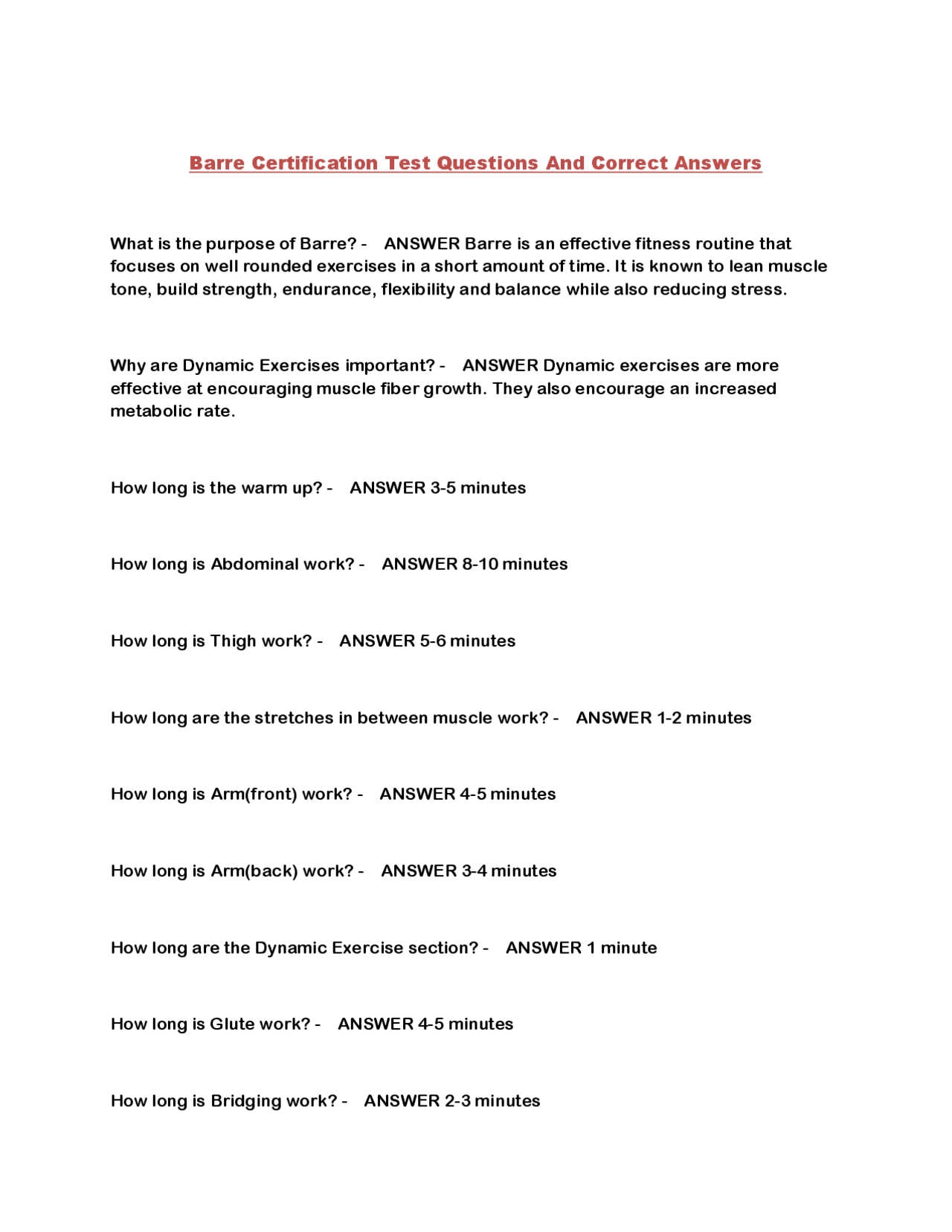Barre Certification Test Questions And Correct Answers | Exams Advanced ...