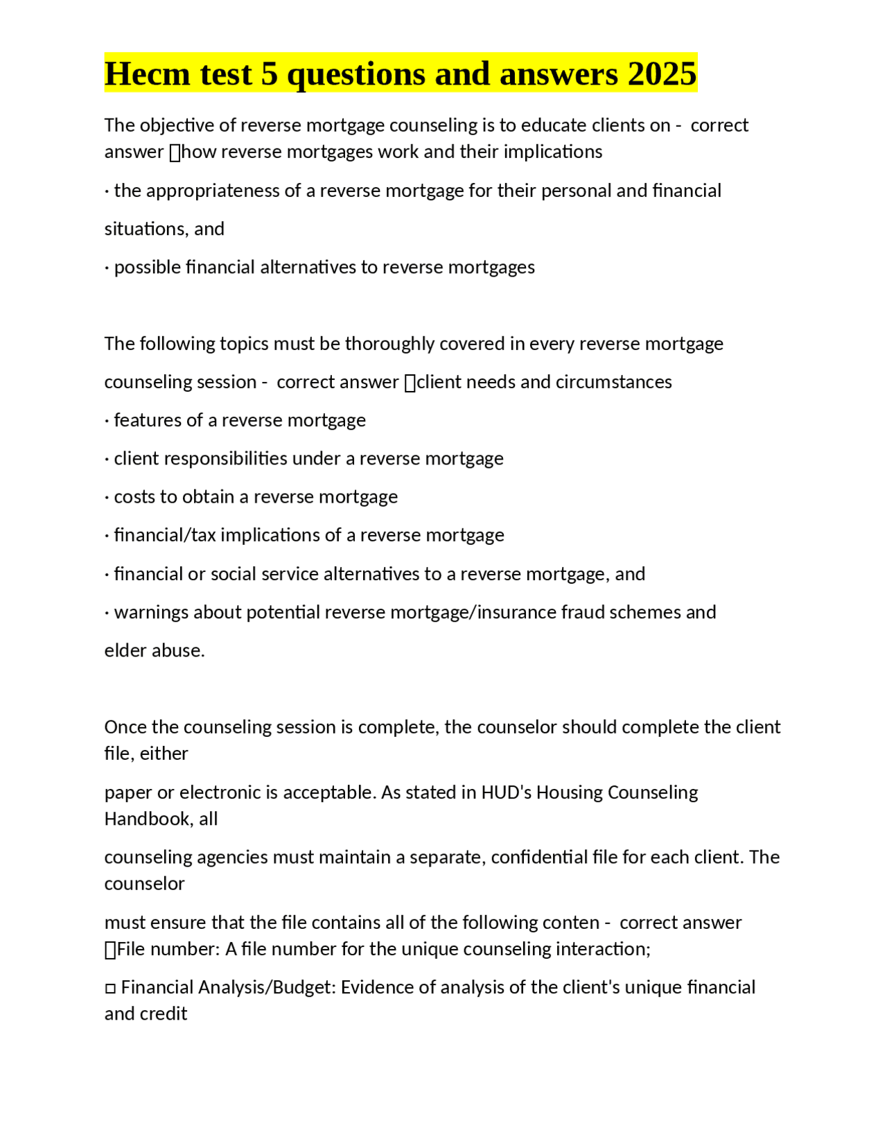 HECM Test: 5 Questions and Answers on Reverse Mortgages | Exams Real ...