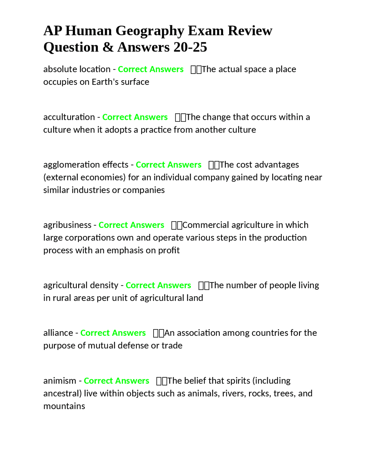 AP Human Geography Exam Review: Questions and Answers (20-25) | Exams ...