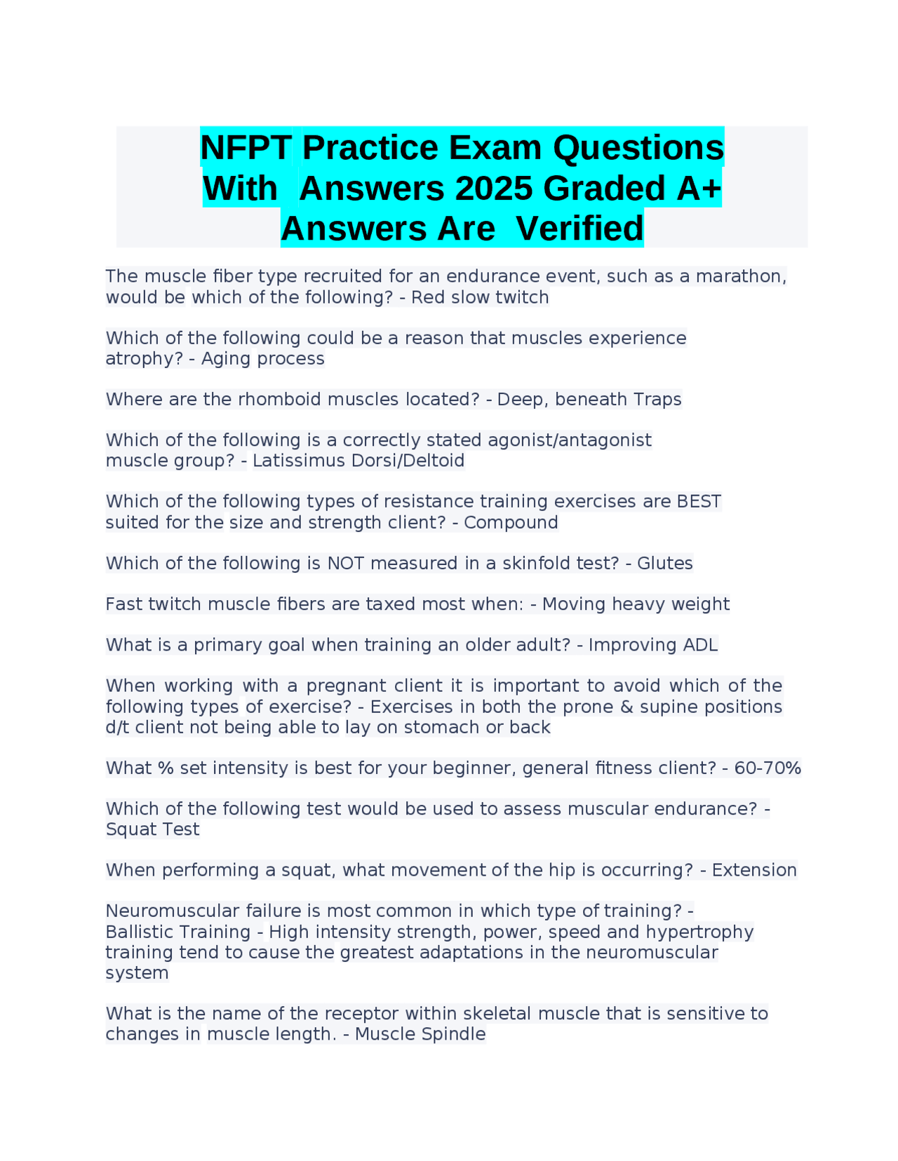 NFPT Practice Exam Questions with Answers: A Comprehensive Guide to ...