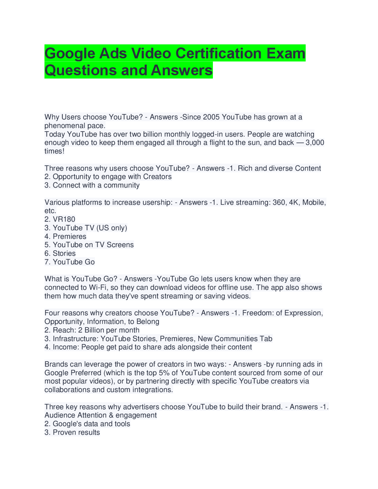 Google Ads Video Certification Exam: YouTube Advertising Strategies and ...