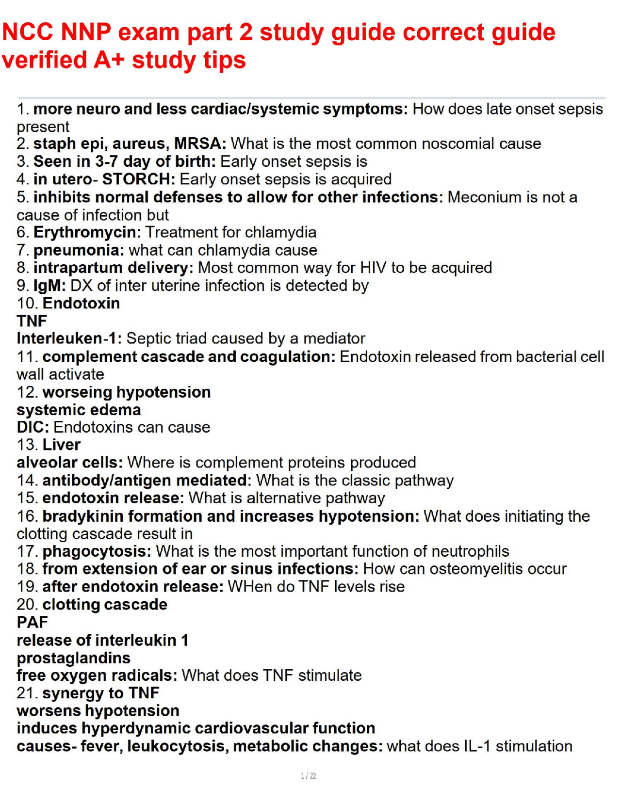 NCC NNP exam part 2 study guide correct guide verified A+ study tips ...
