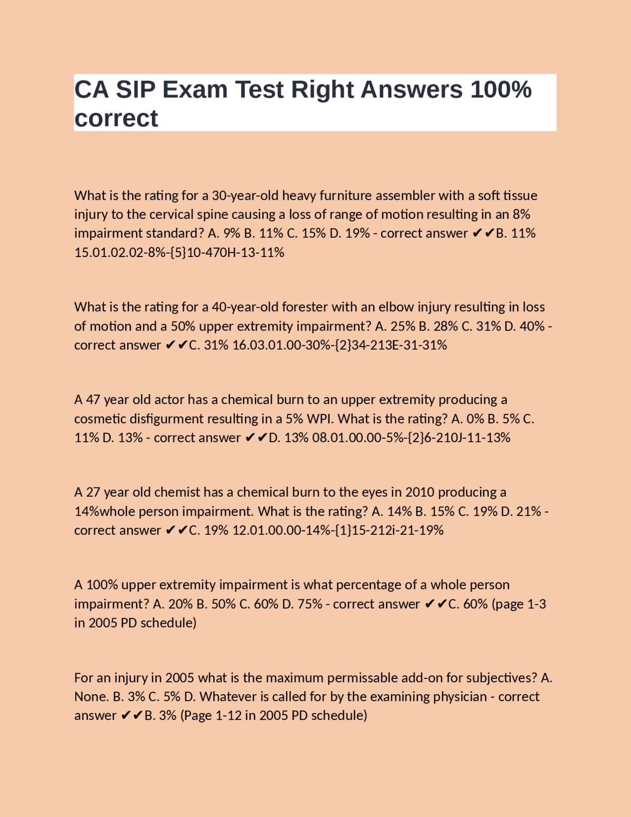 California State Industrial Personal Injury (SIP) Exam Practice ...