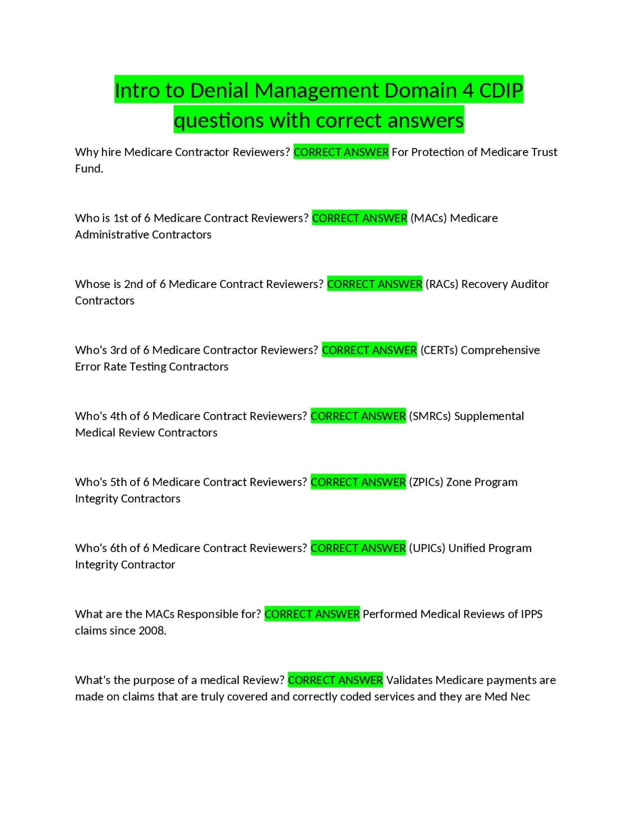 Medicare Denial Management: Reviewers, Processes, and Patient Status ...