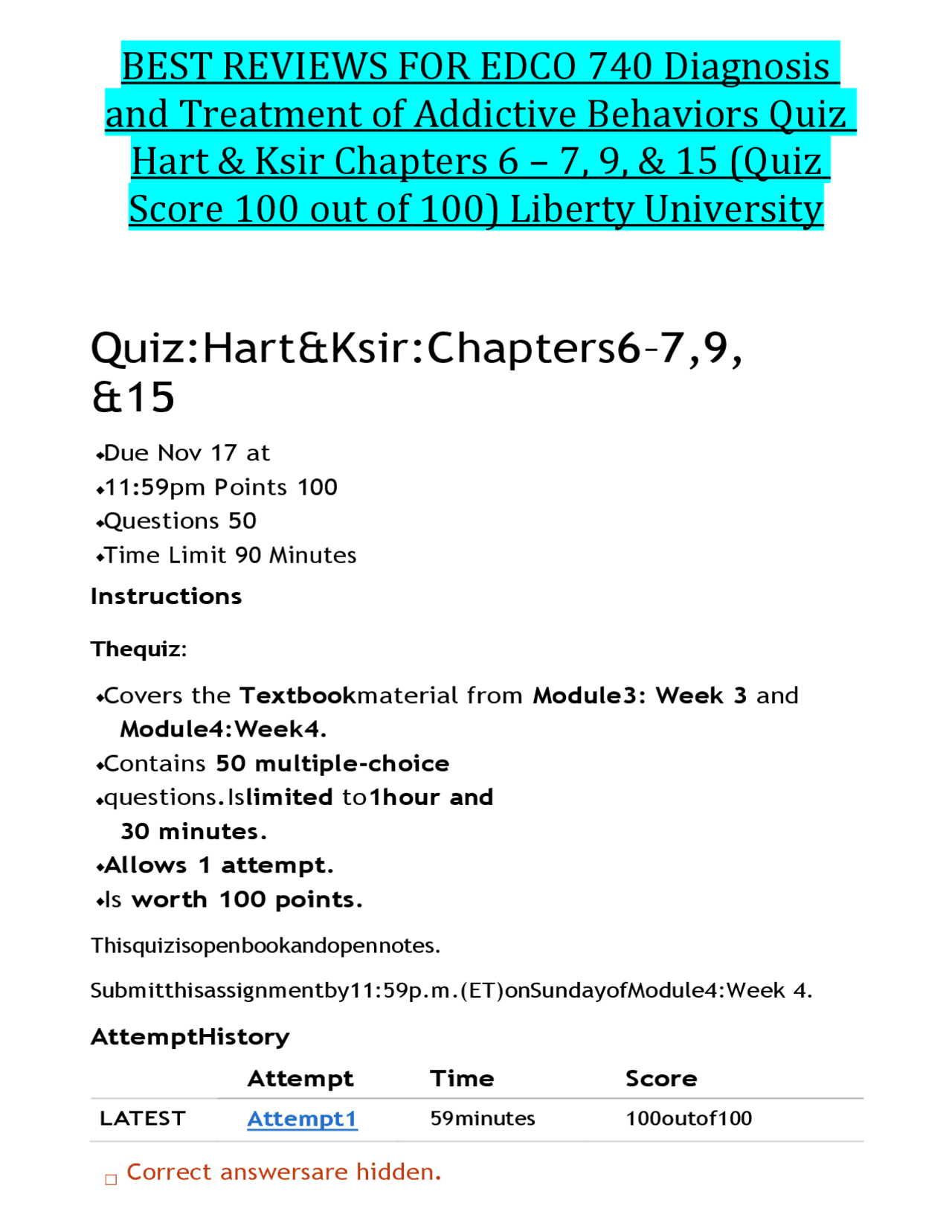 EDCO 740: Addictive Behaviors Diagnosis & Treatment Quiz (Chapters 6-7, 9, & 15) | Exams Health ...