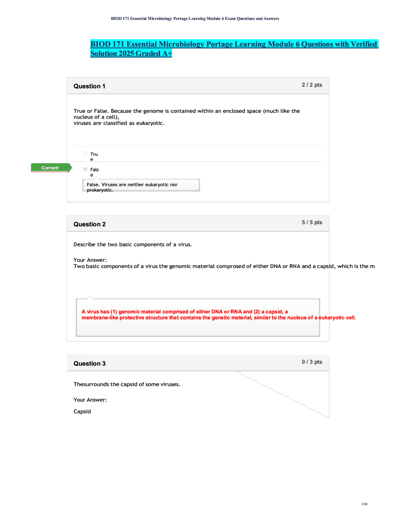 BIOD 171 Essential Microbiology Portage Learning Module 6 Questions ...