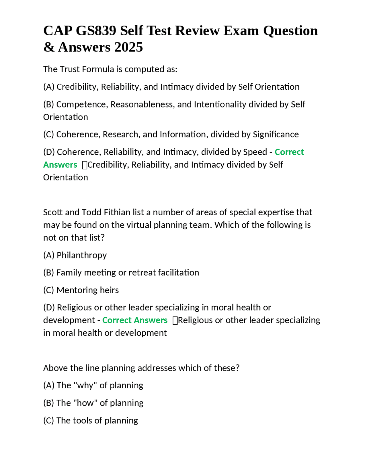 CAP GS839 Self Test Review Exam Question & Answers 2025 | Exams Nursing ...