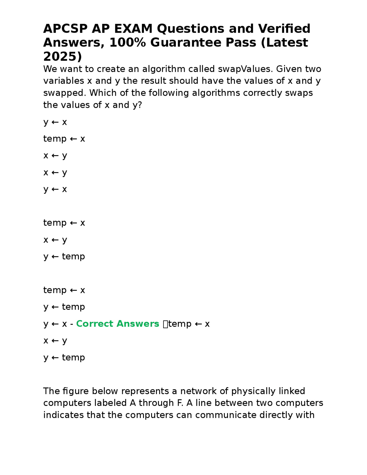 APCSP AP EXAM Questions and Verified Answers, 100% Guarantee Pass ...