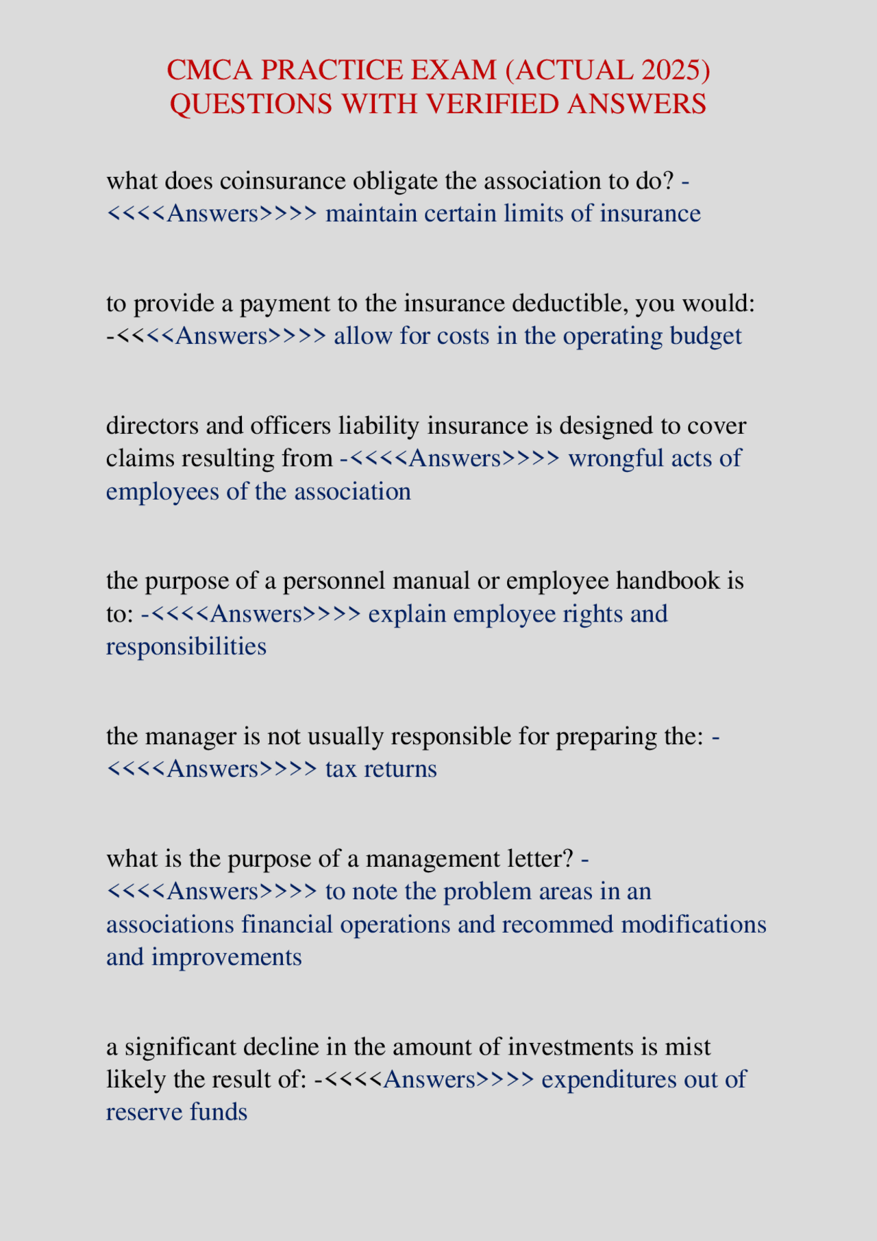 CMCA Practice Exam (Actual 2025): Questions with Verified Answers ...