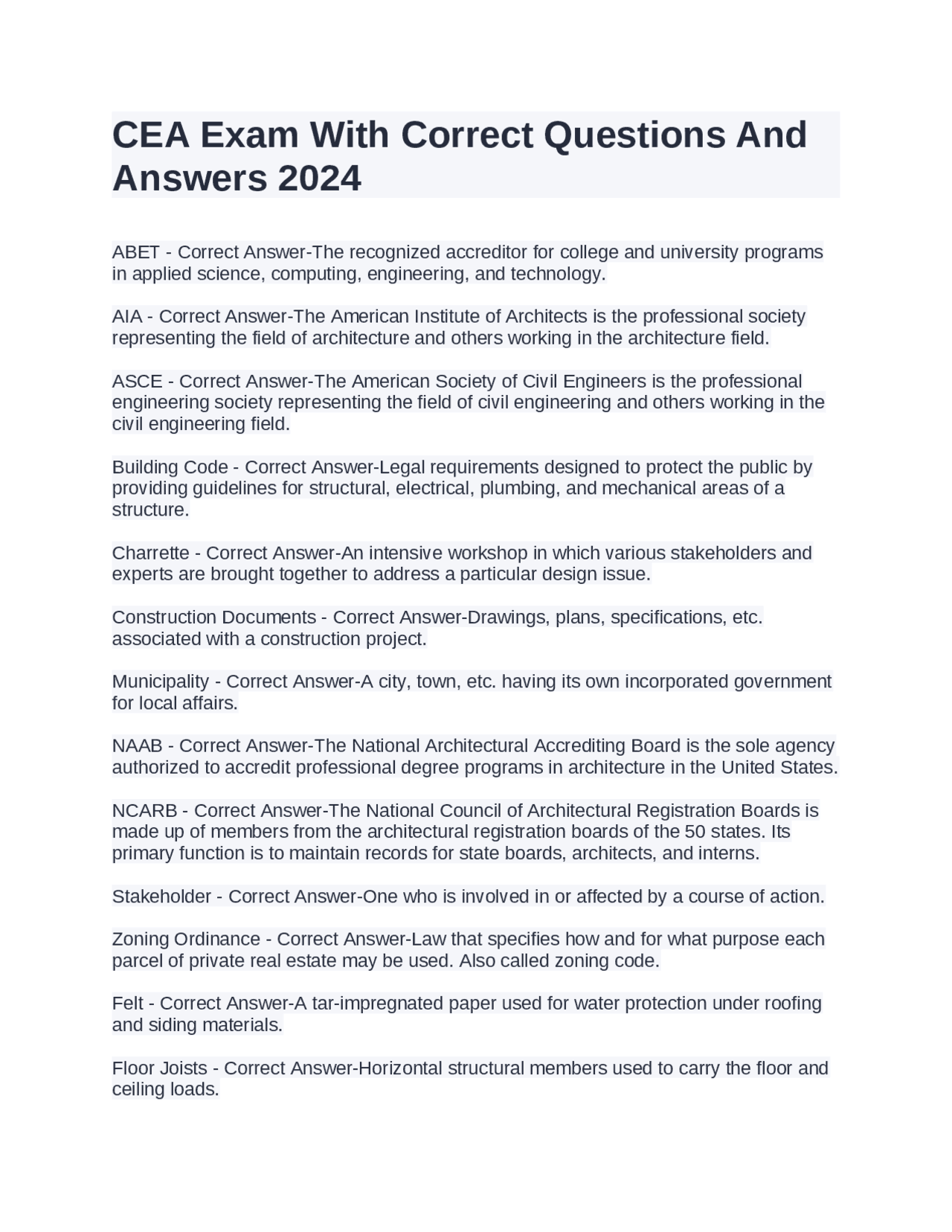 CEA Exam Preparation: Key Terms and Definitions for Architecture and ...