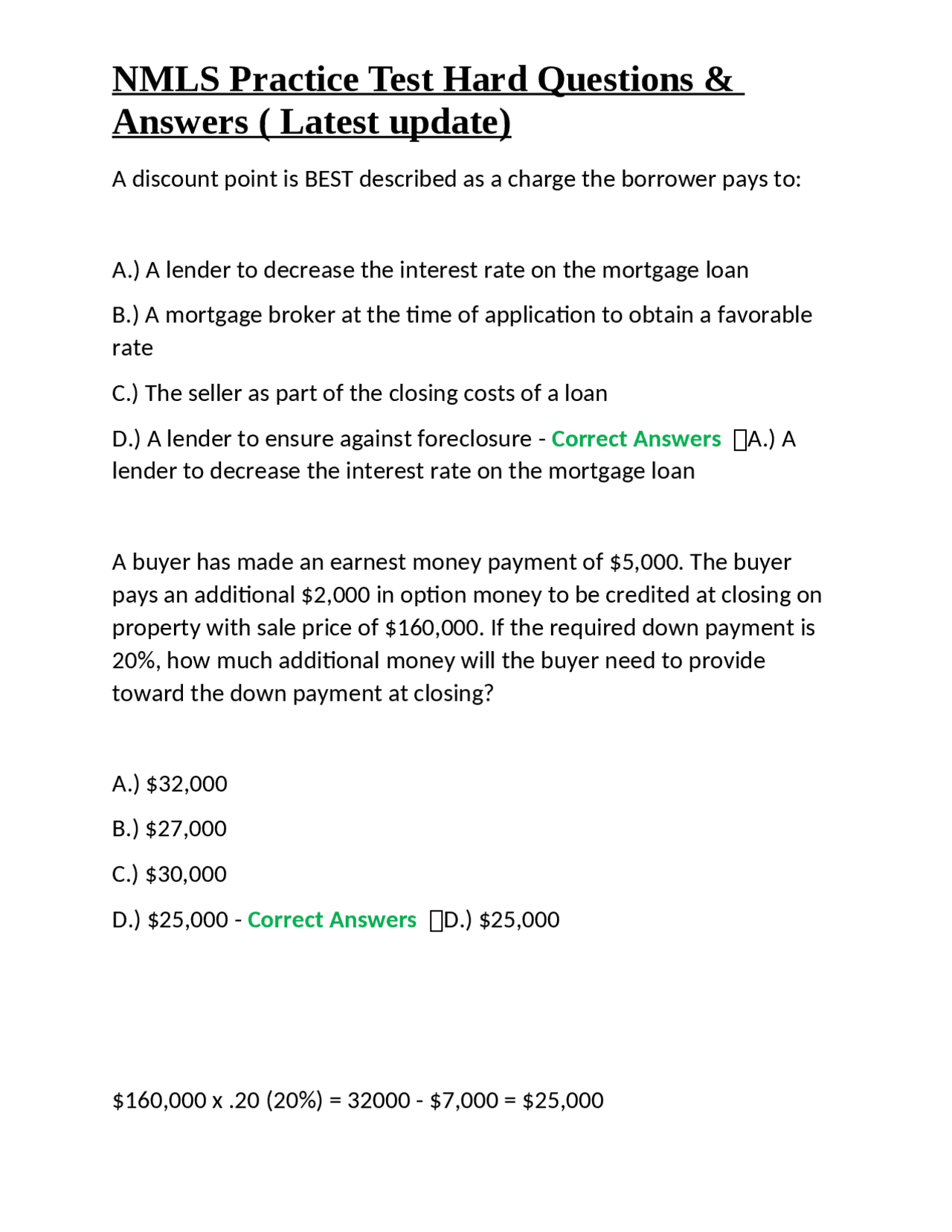 NMLS Practice Test: Hard Questions and Answers (Latest Update) | Exams ...