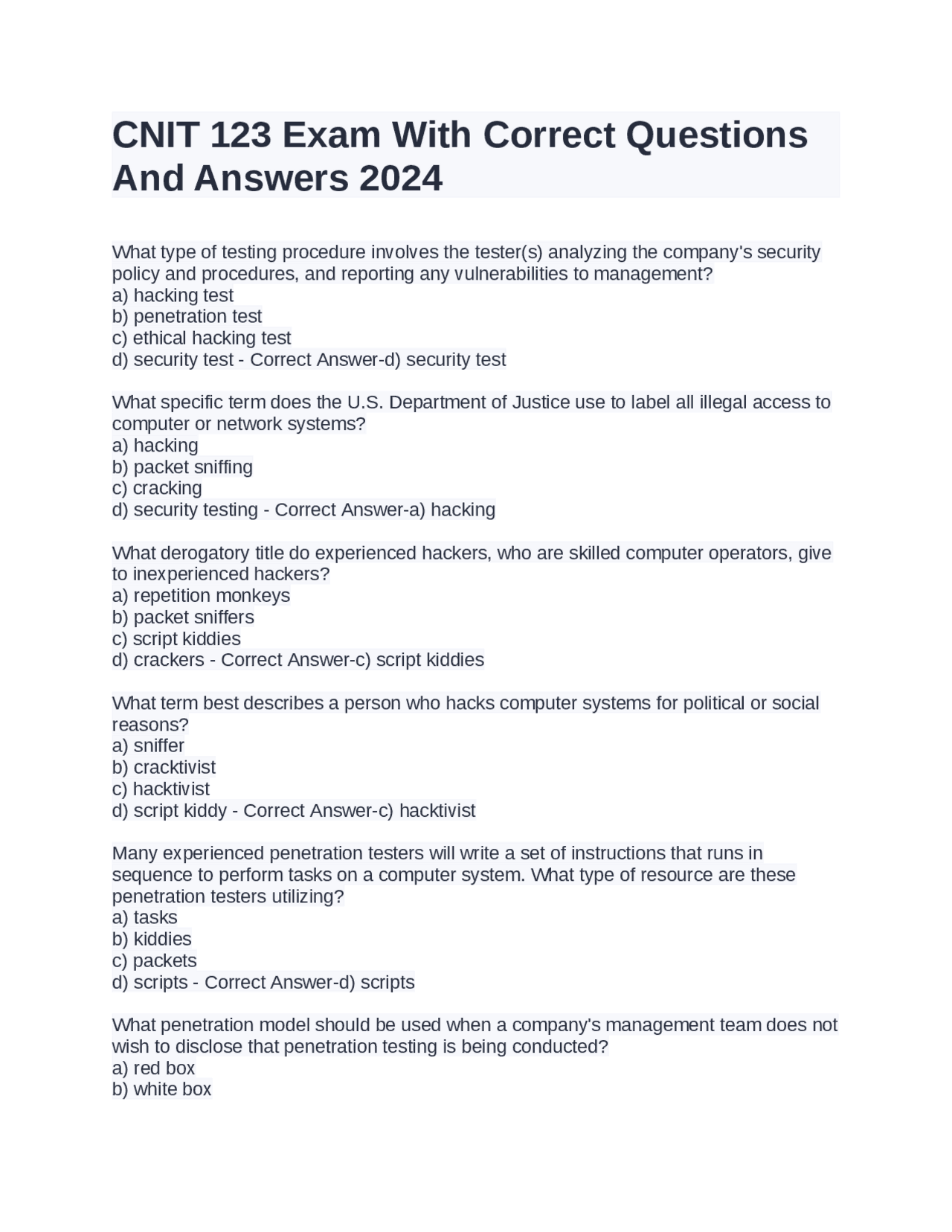 CNIT 123 Exam: Cybersecurity Concepts and Practices | Exams Advanced ...