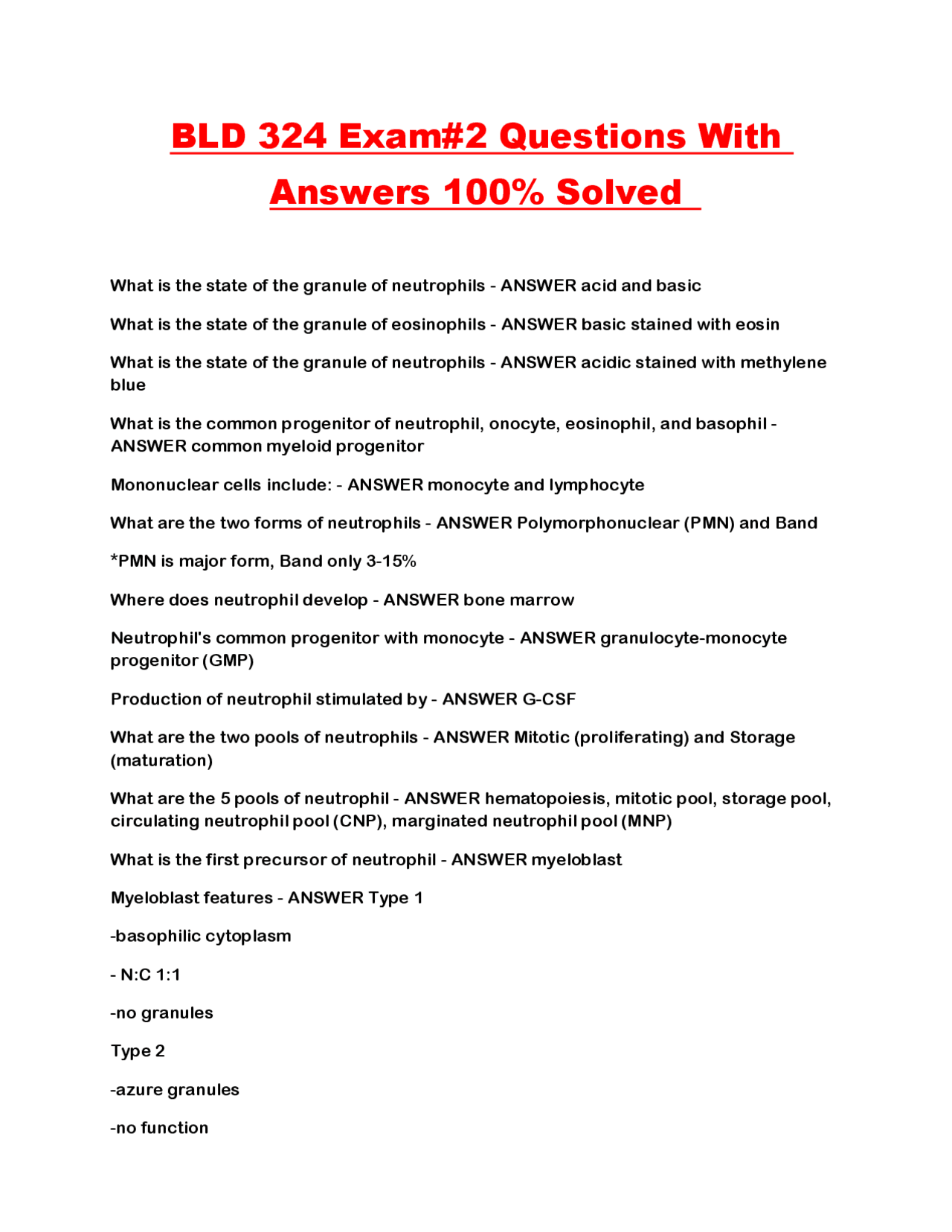 Hematology Exam Questions and Answers: A Comprehensive Guide to Blood ...
