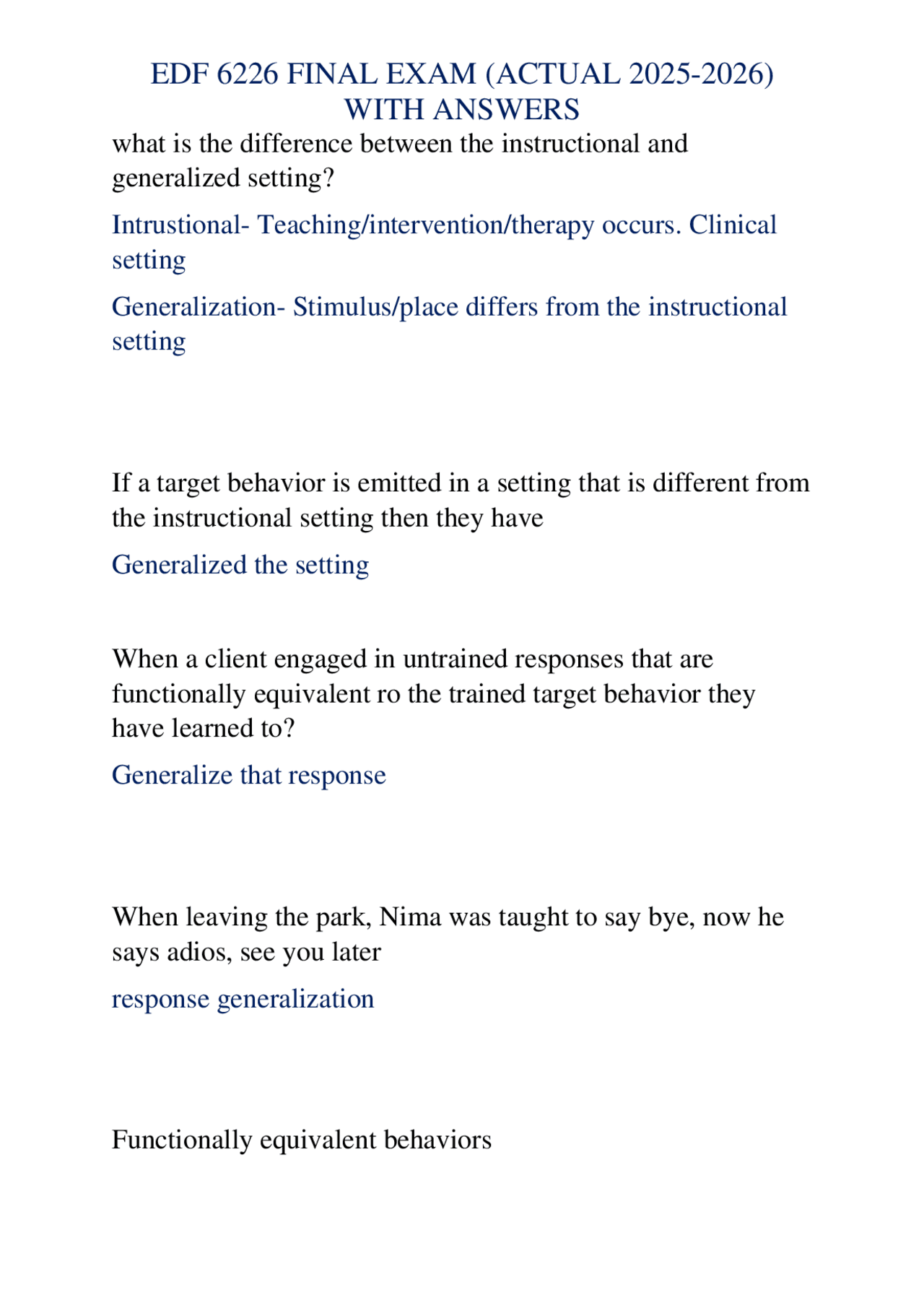 EDF 6226 FINAL EXAM (ACTUAL 2025-2026) WITH ANSWERS | Exams Nursing ...