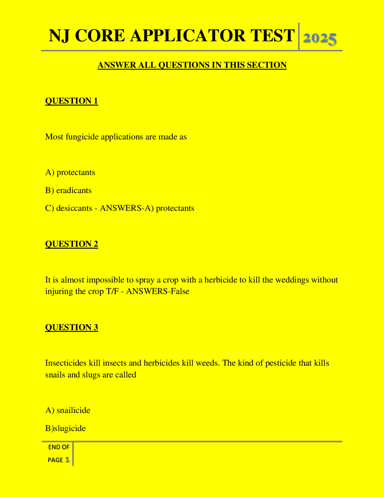 NJ CORE APPLICATOR TEST: Pesticide Application and Regulations | Exams ...