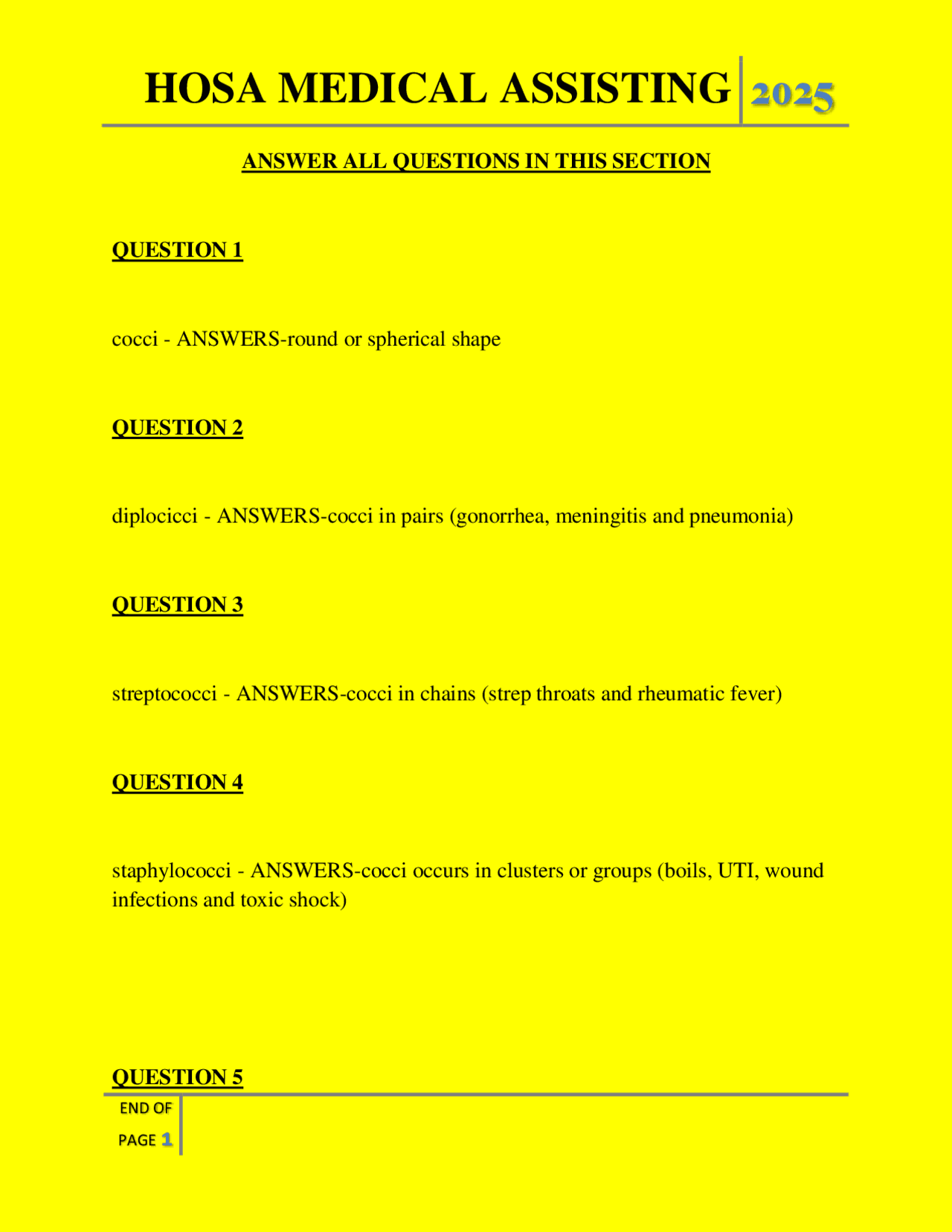 HOSA MEDICAL ASSISTING QUESTIONS AND ANSWERS 2025 | Exams Nursing | Docsity