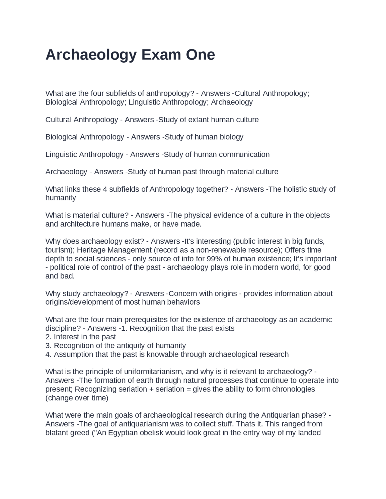 Archaeology Exam One: Key Concepts and Theories | Exams Archeology ...