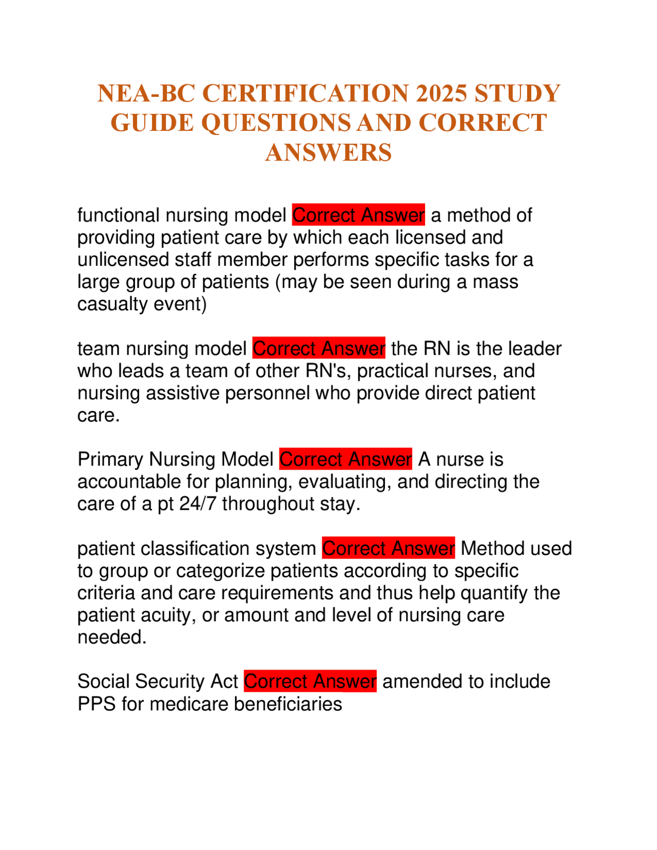 NEA-BC Certification 2025 Study Guide: Questions and Answers | Exams ...