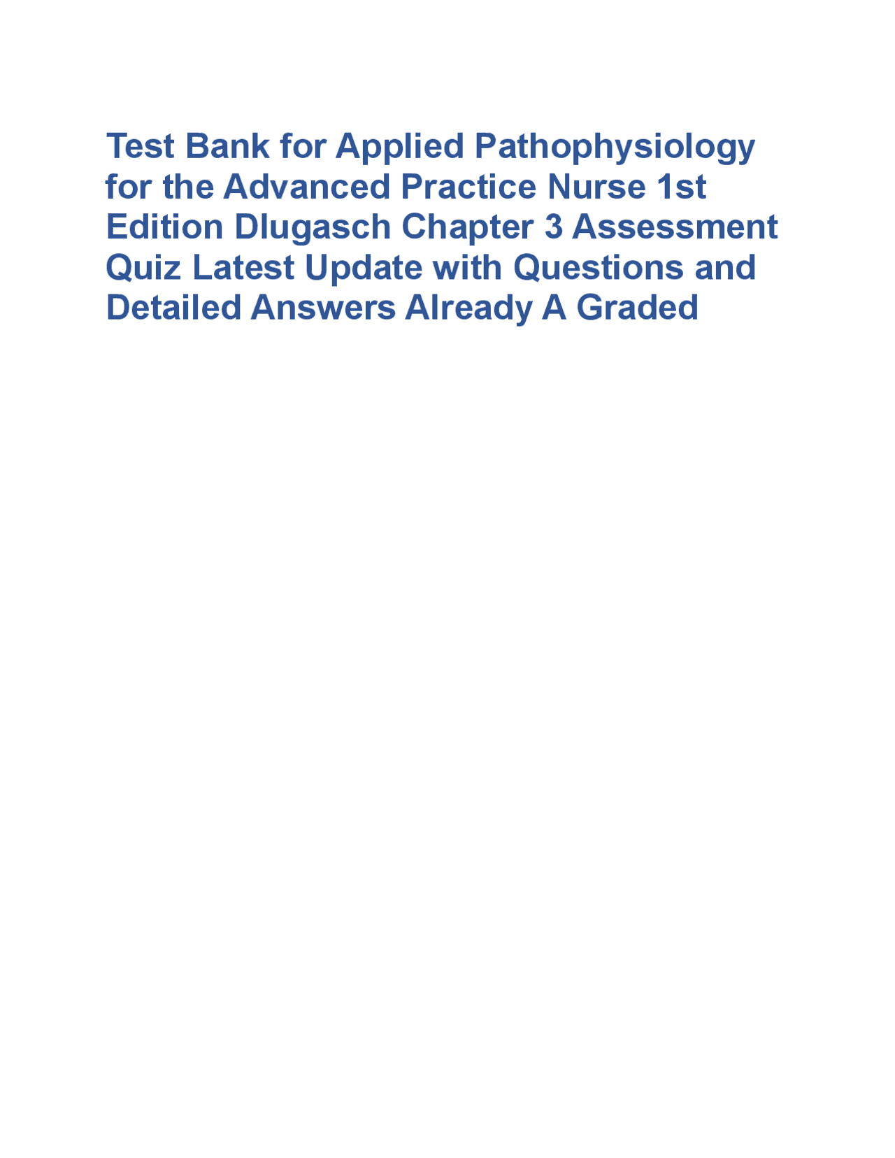 Test Bank for Applied Pathophysiology for the Advanced Practice Nurse ...