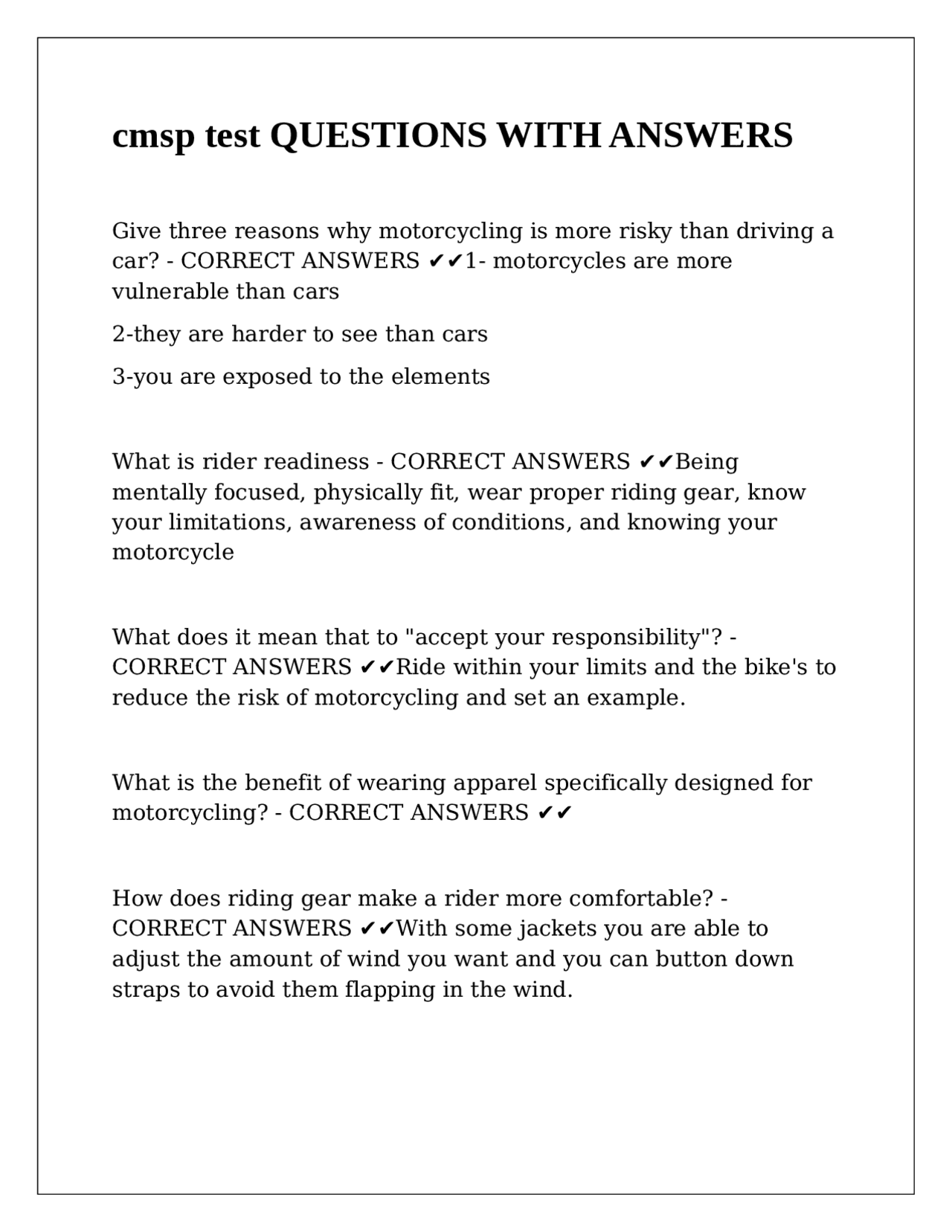 Motorcycle Safety: Questions and Answers for Riders | Exams Motor ...