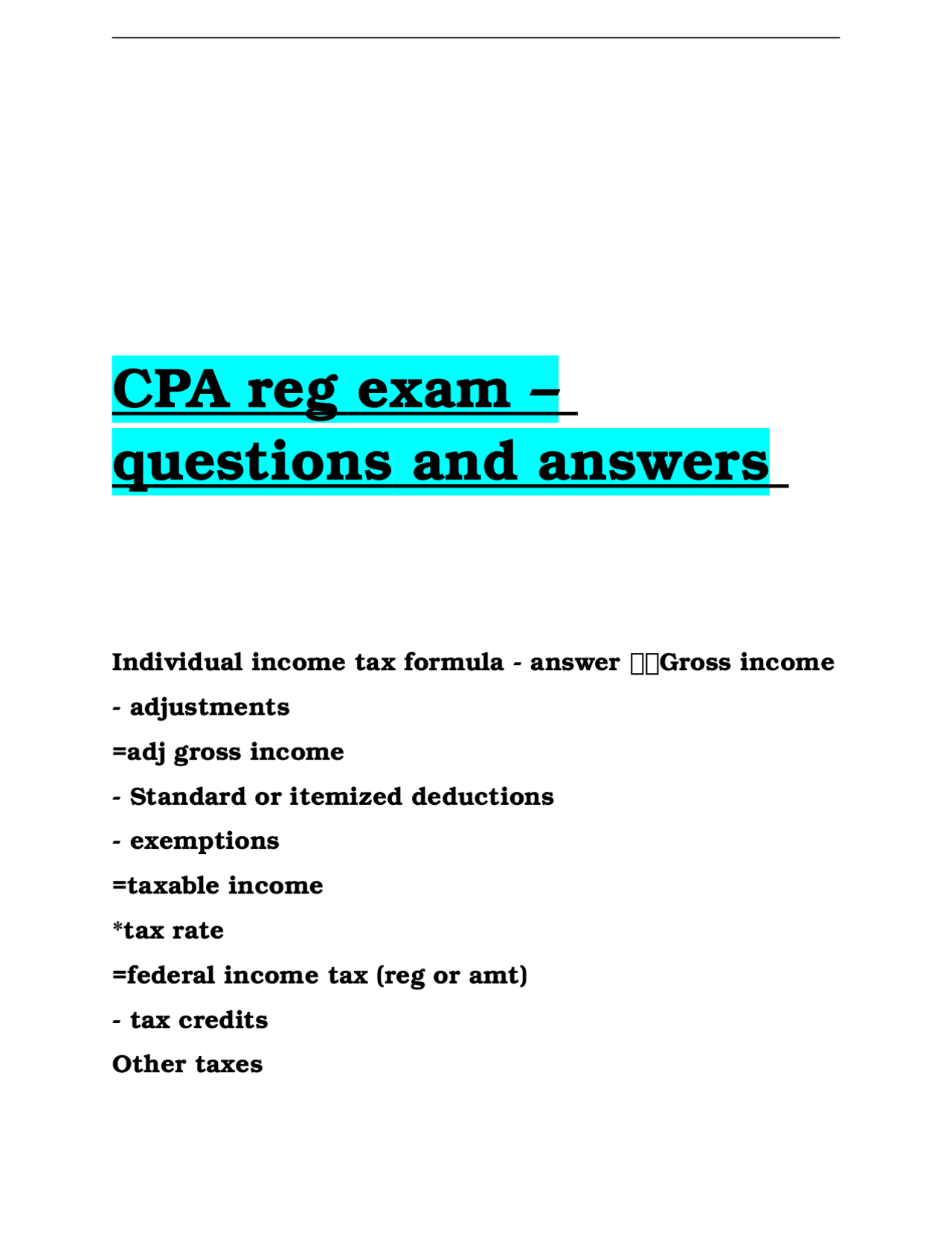 CPA Exam Review: Individual Income Tax Formula and Key Concepts | Exams ...