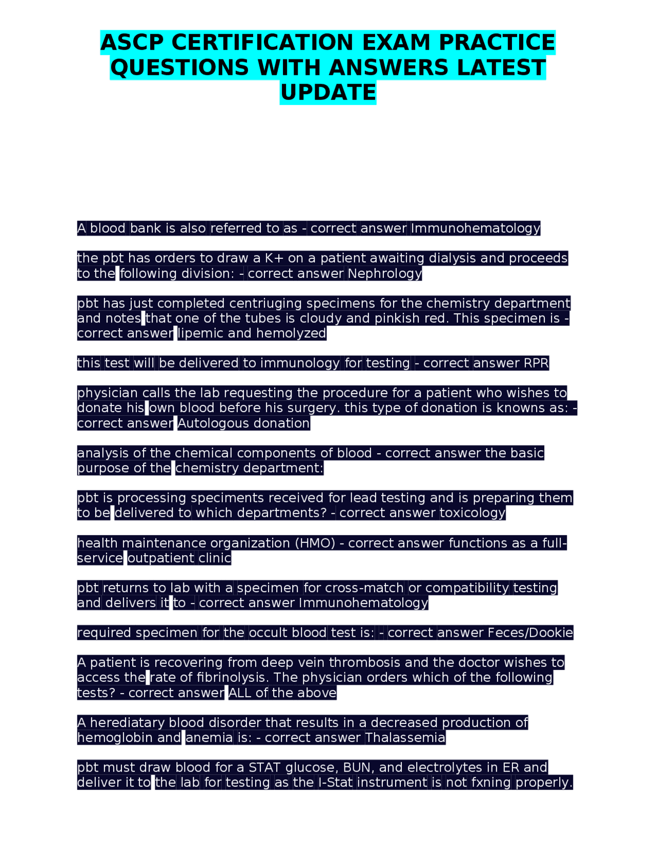 ASCP Certification Exam Practice: Guide for Medical Lab Professionals ...