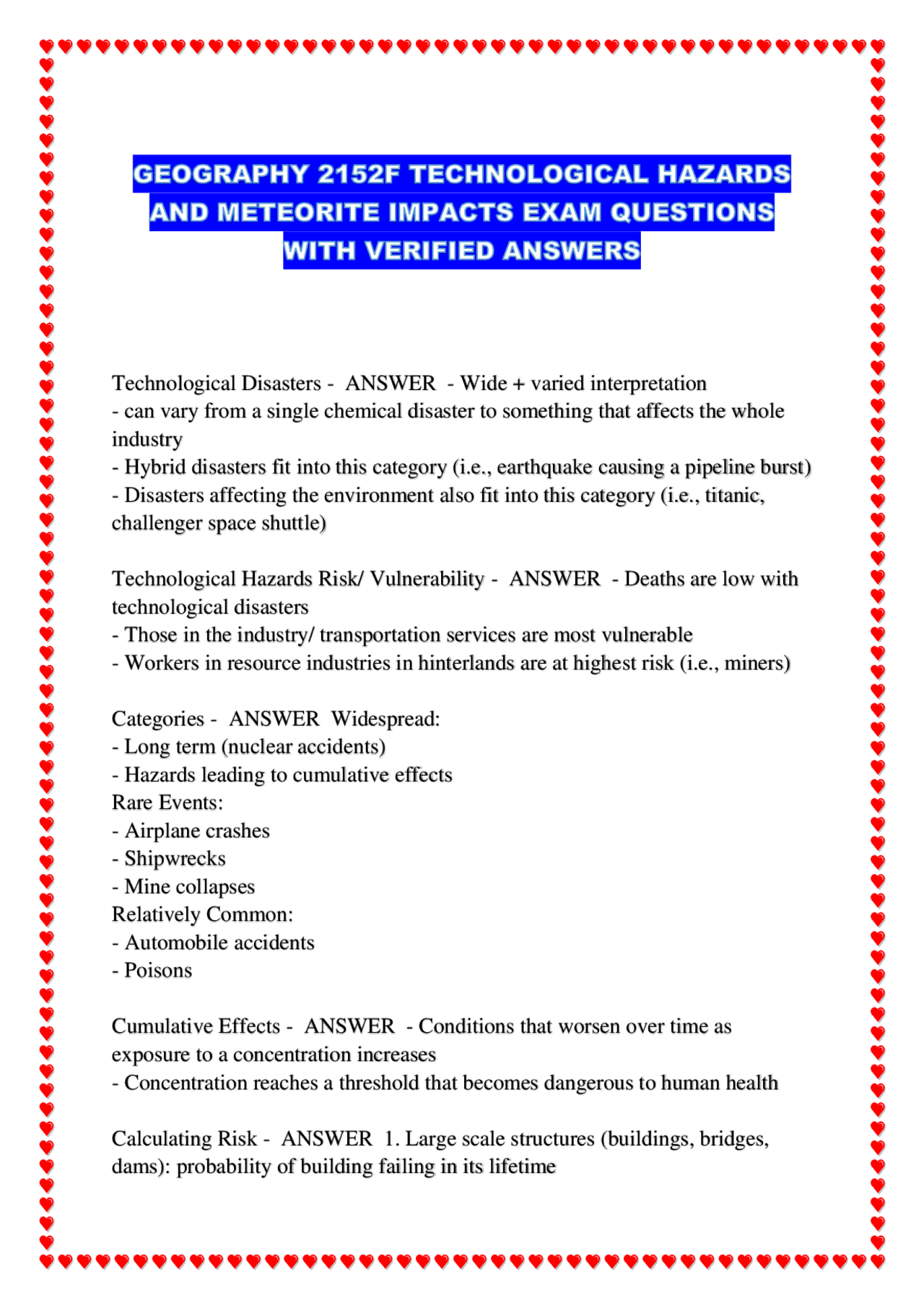 Technological Disasters and Hazards: A Comprehensive Overview | Exams ...