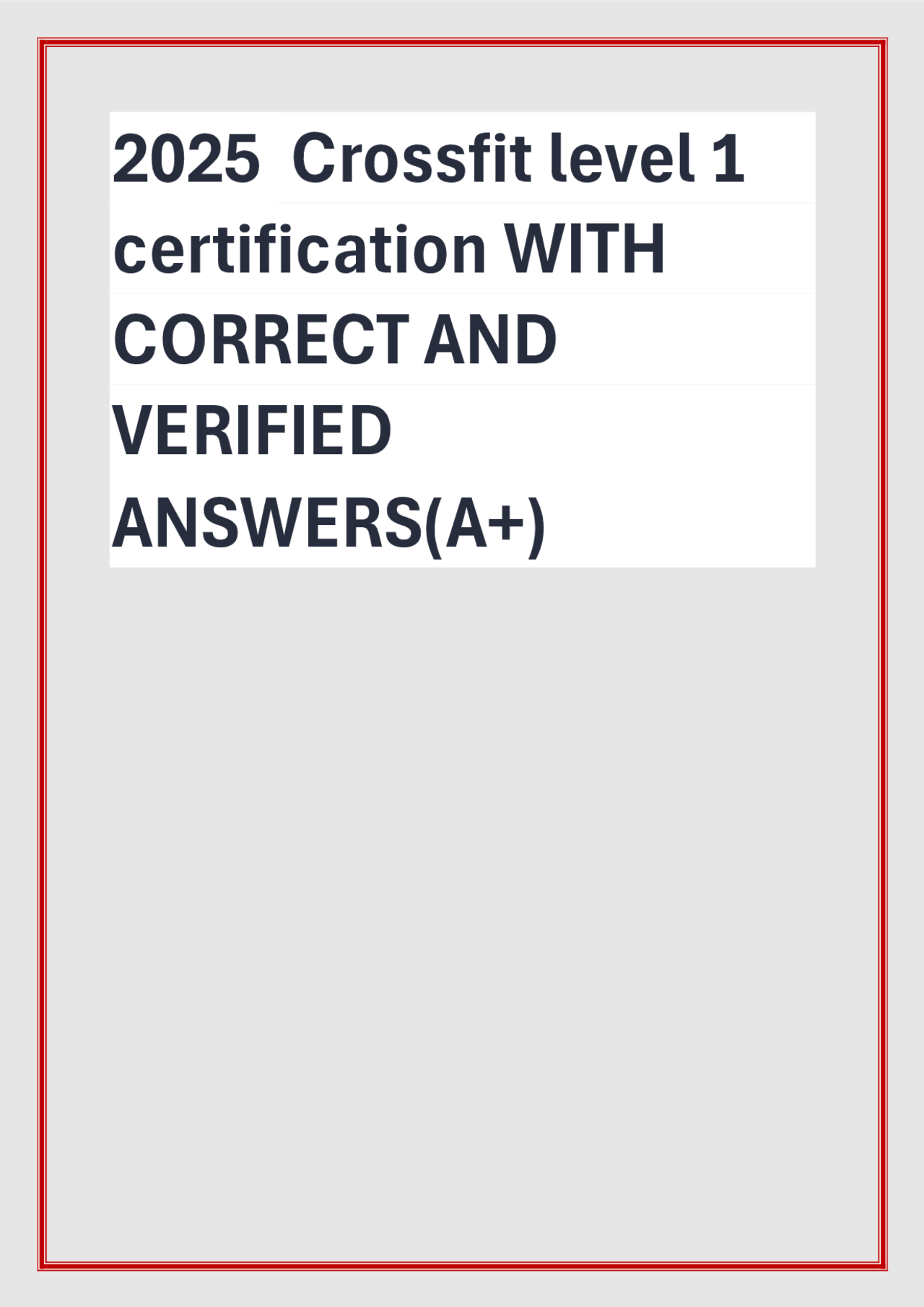 2025 Crossfit level 1 certification WITH CORRECT AND VERIFIED, | Exams ...
