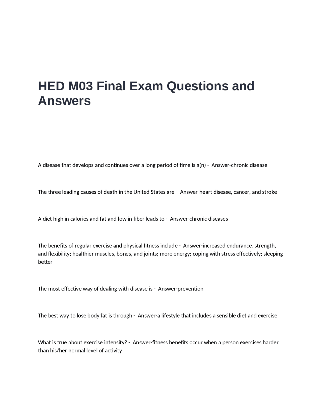 HED M03 Final Exam Questions and Answers: A Comprehensive Guide to ...