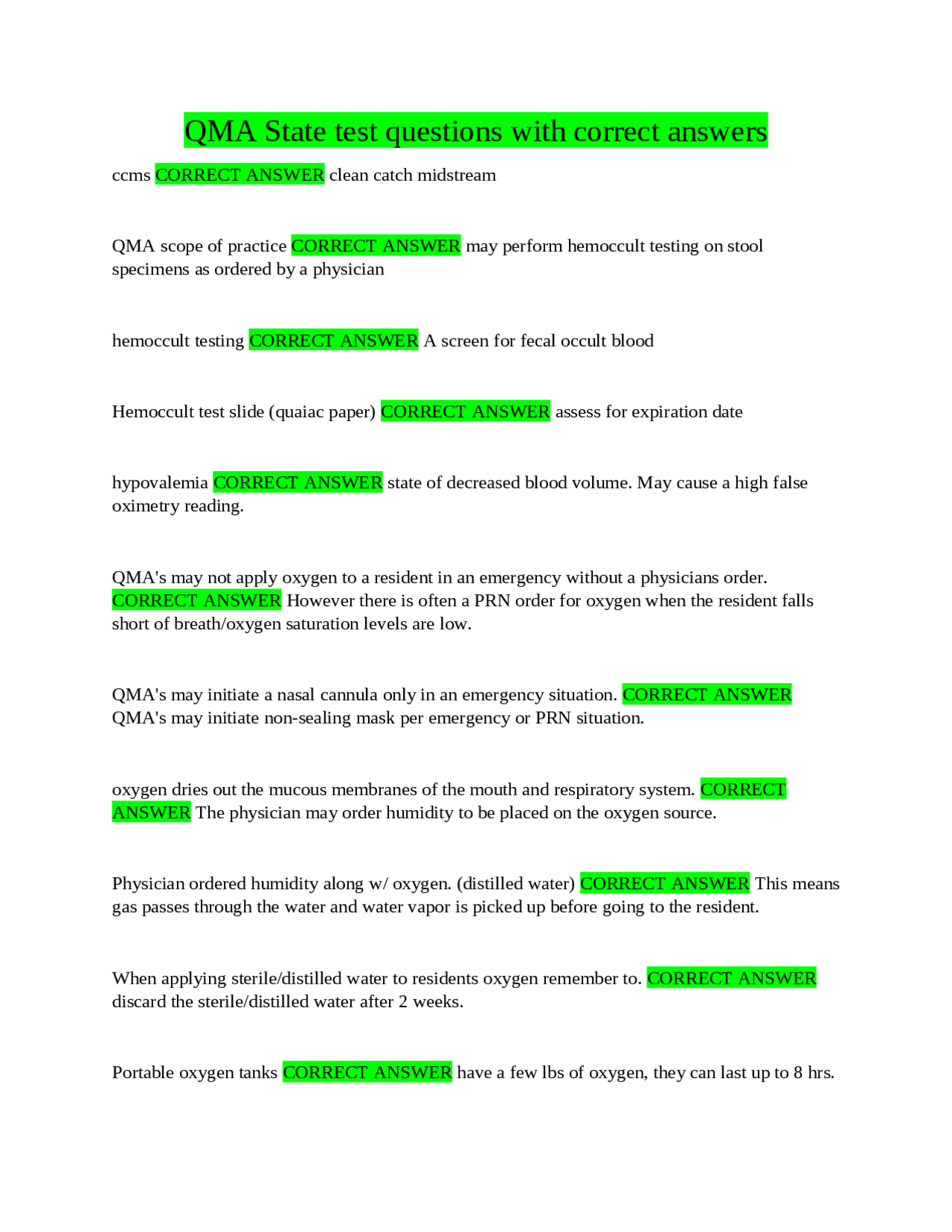 QMA State Test Questions and Answers: A Comprehensive Guide for ...