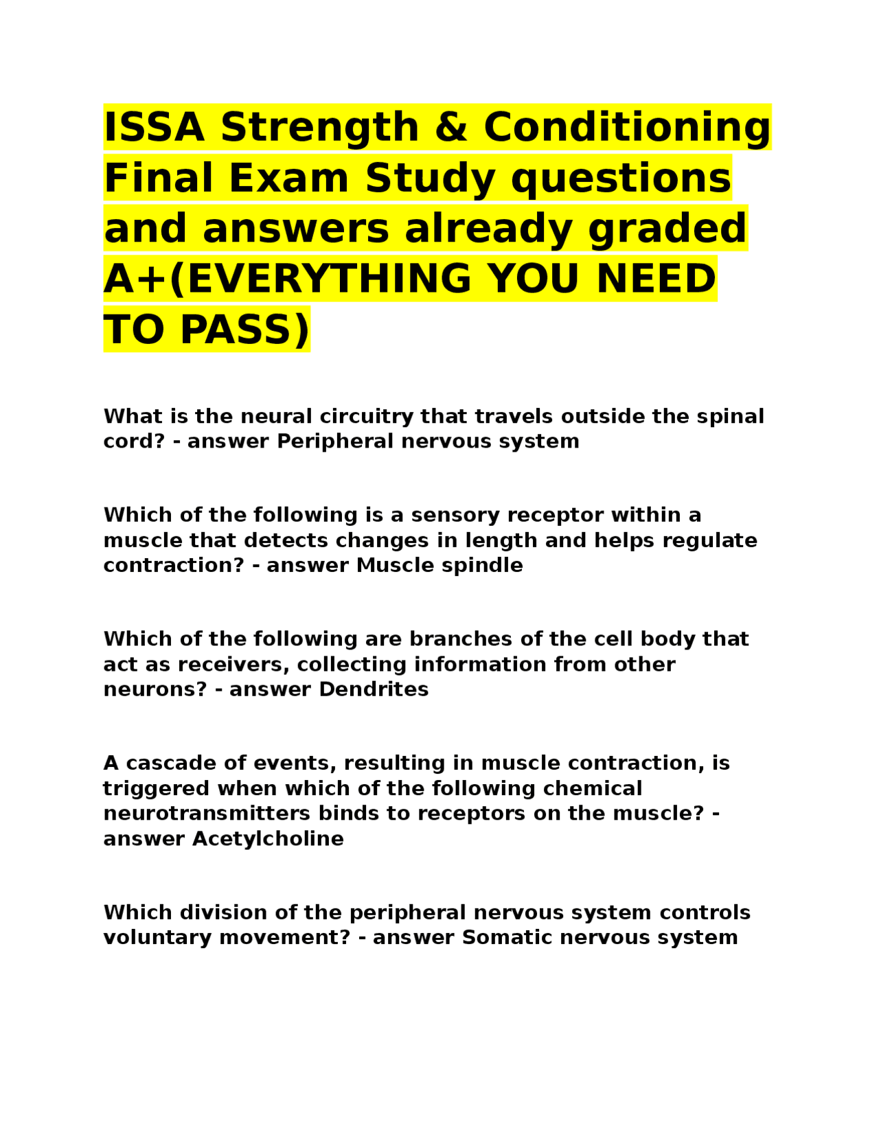 ISSA Strength & Conditioning Final Exam Study Questions and Answers ...