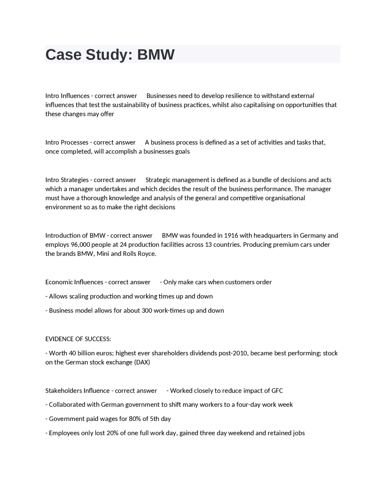 Case Study: BMW - Strategic Management and Resilience in a Changing Business Environment | Exams ...