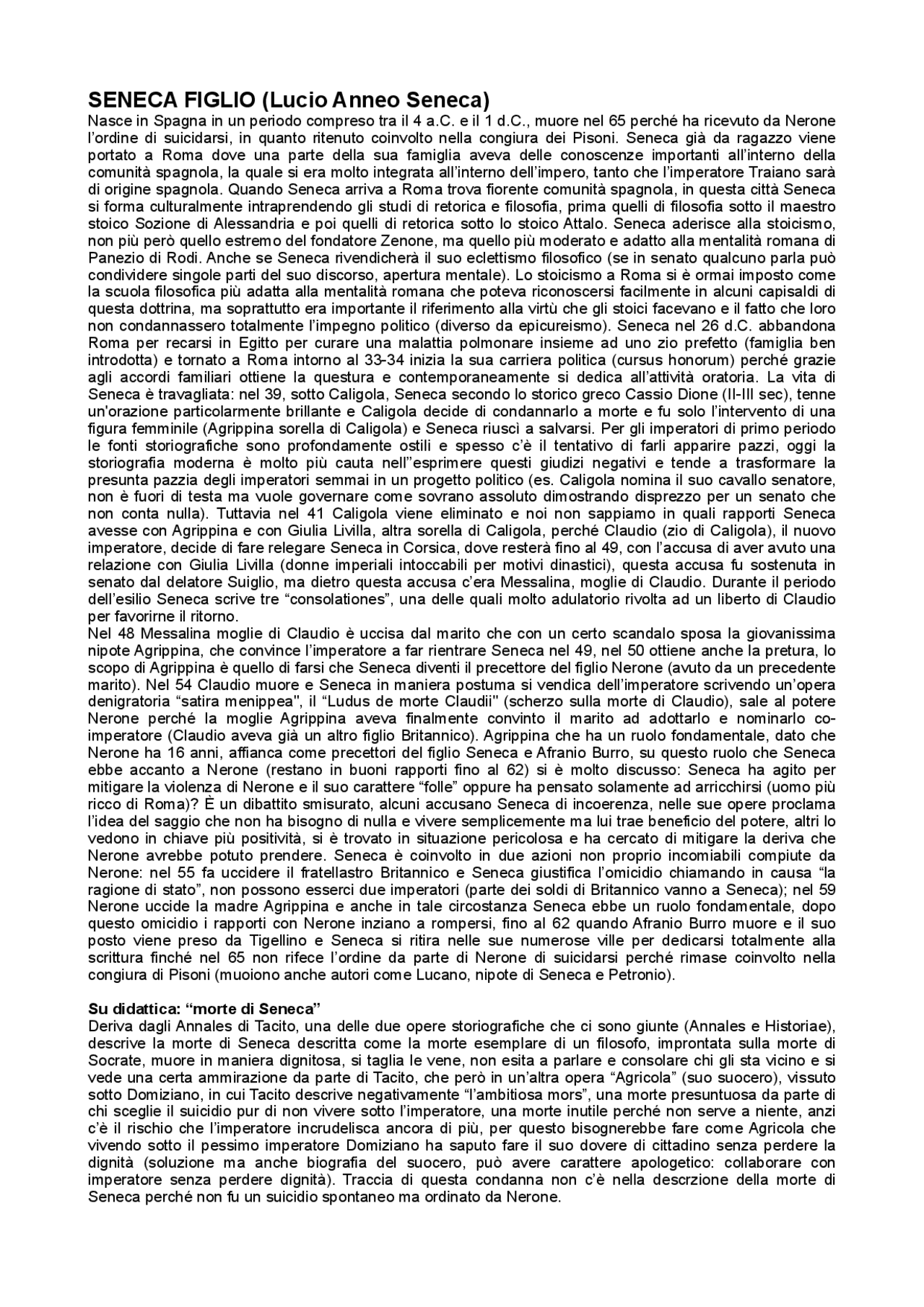 La Vita e le Opere di Seneca: Un'Analisi Storica e Filosofica | Appunti ...