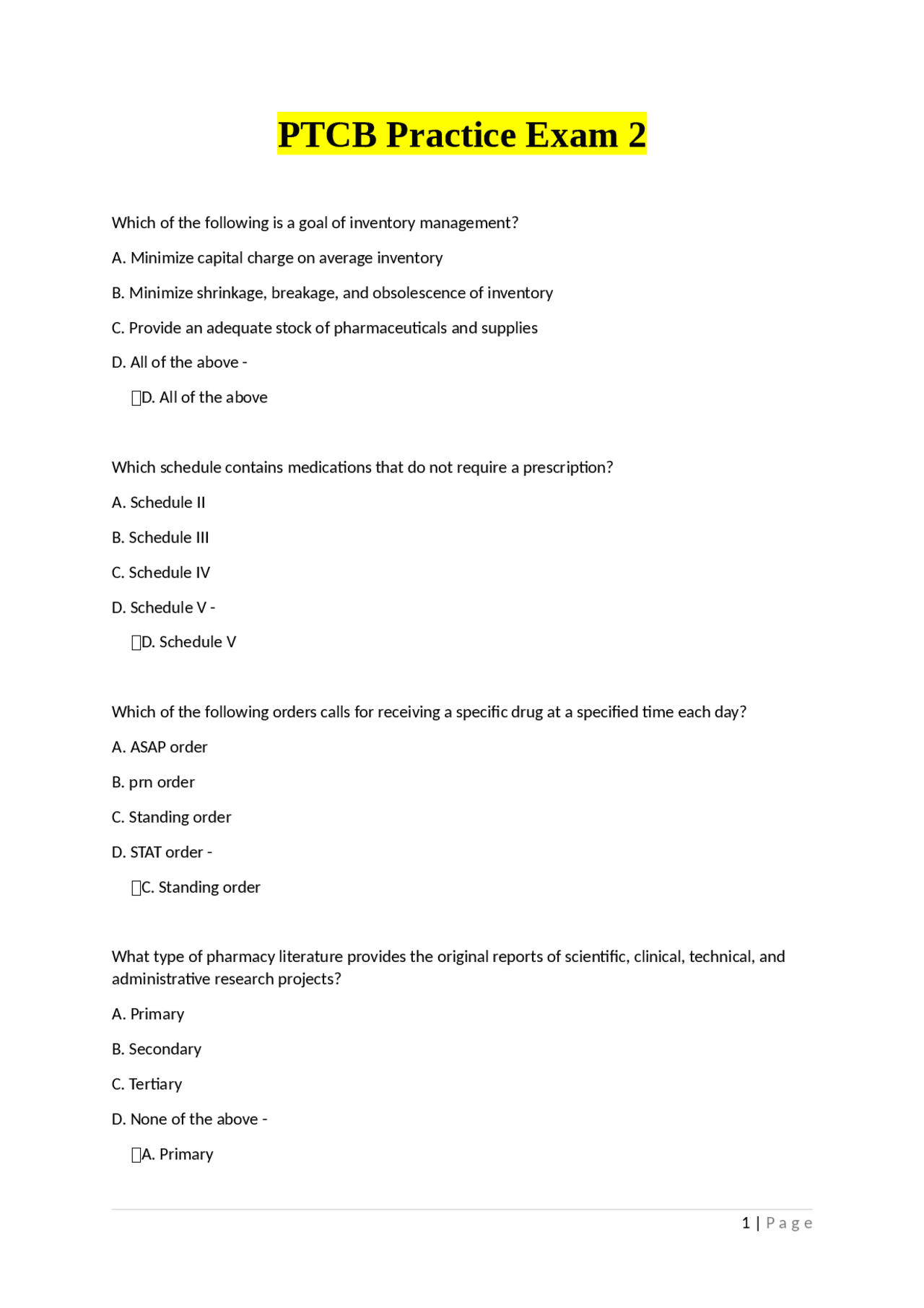 PTCB Practice Exam 2: Pharmacy Technician Knowledge Assessment | Exams ...