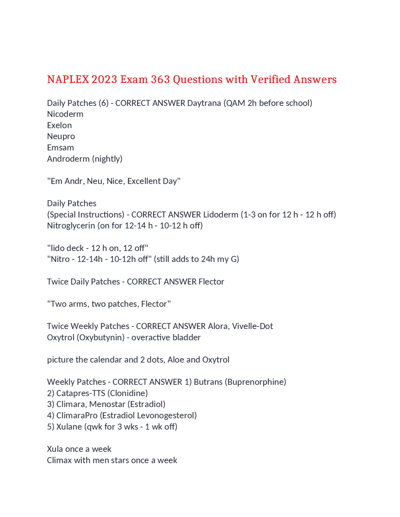 NAPLEX 2023 Exam 363 Questions with Verified Answers,100% CORRECT ...