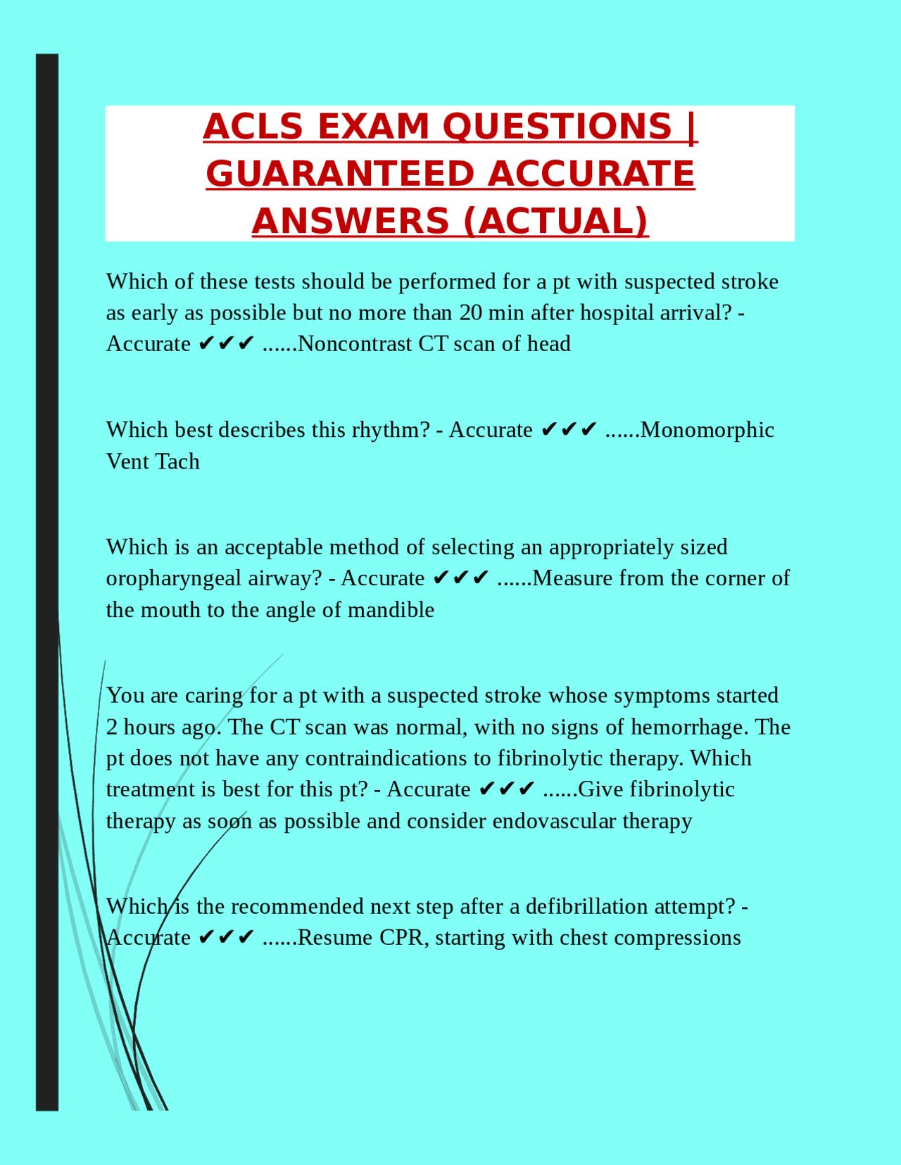 ACLS Exam Questions and Answers: A Comprehensive Guide for Healthcare ...