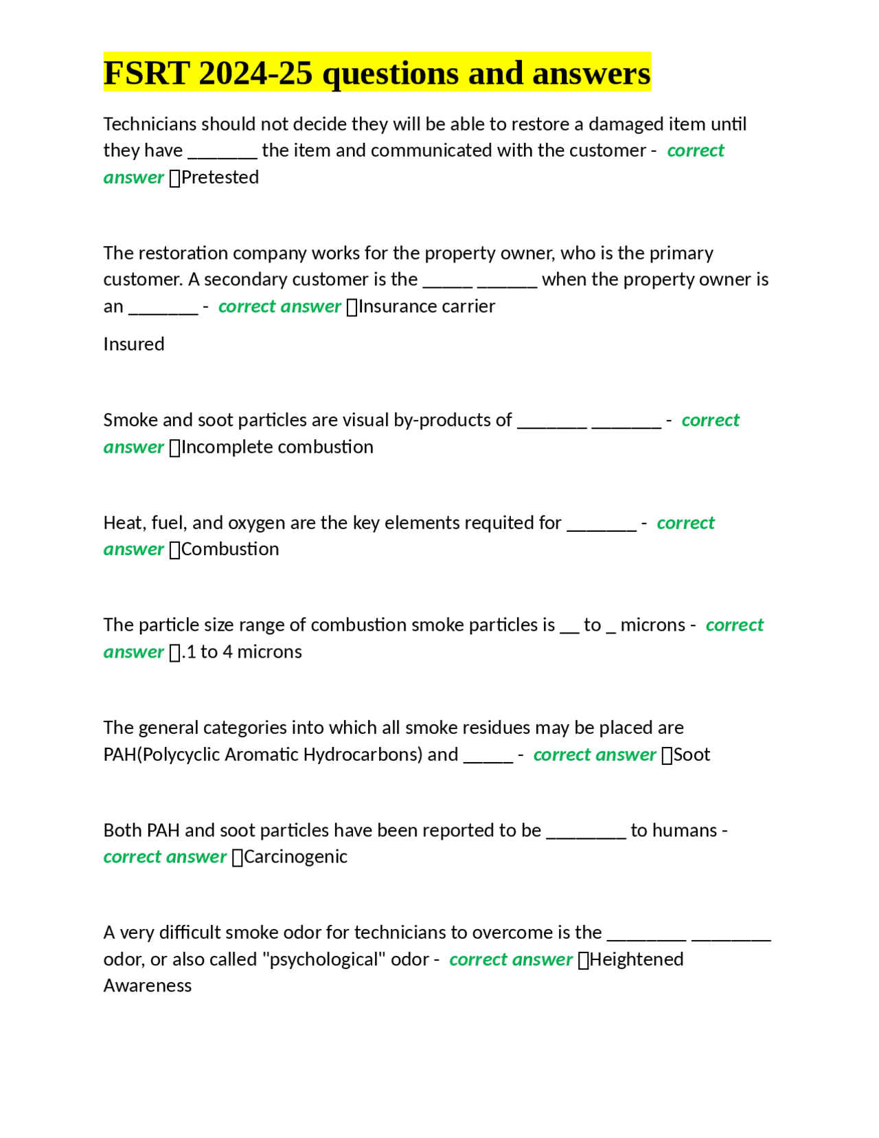 FSRT Certification Exam: Questions & Answers (2024-25) | Exams Nursing ...