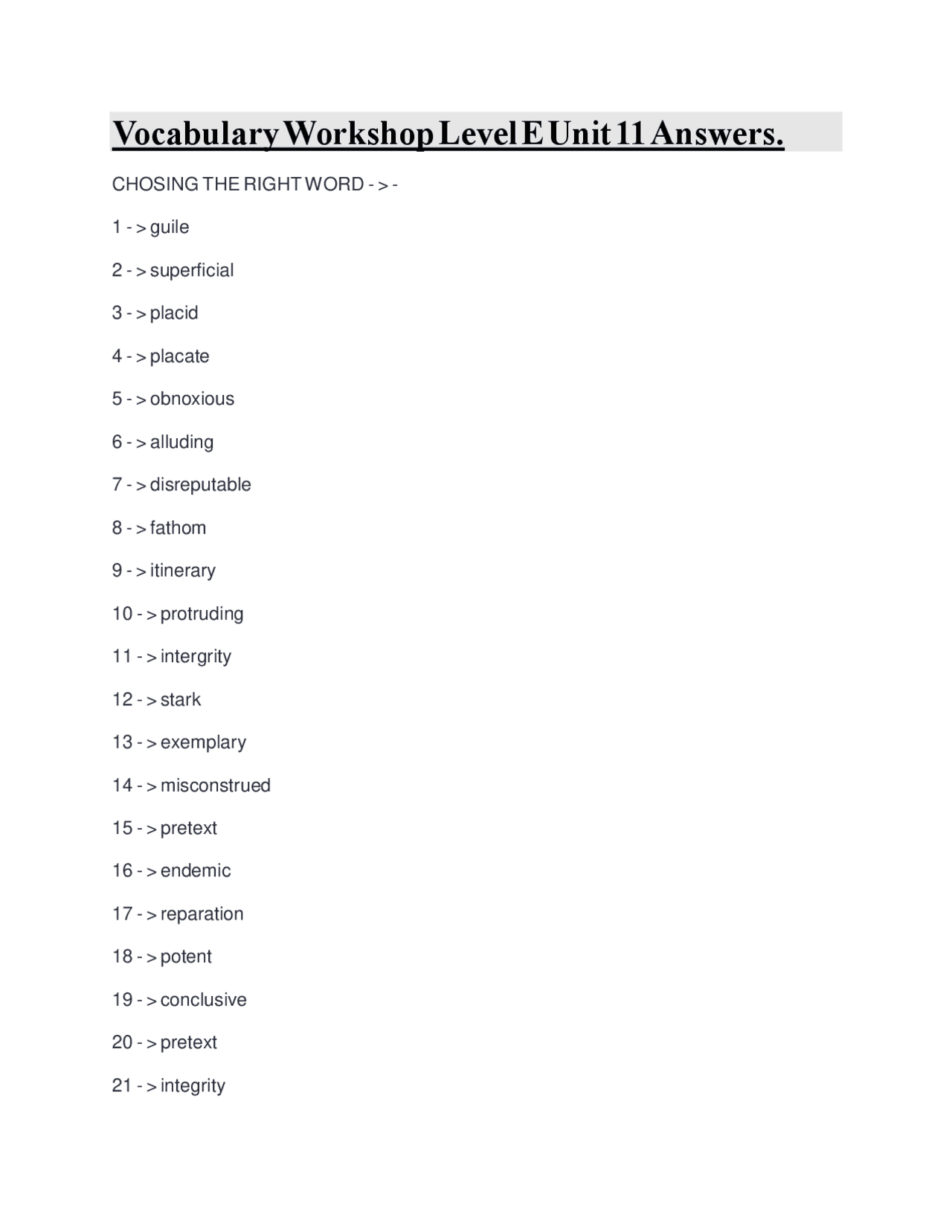 Vocabulary Workshop Level E Unit 11 Answers. | Study notes United ...