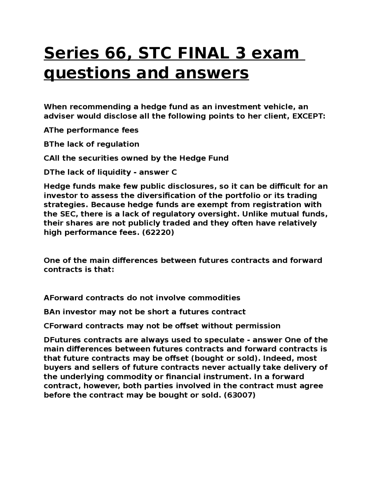Series 66 Exam Questions and Answers: Investment Advisory and ...