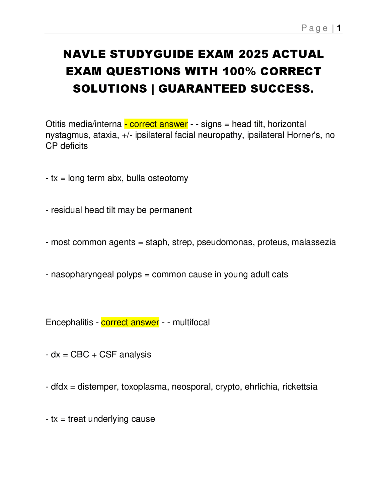 NAVLE STUDYGUIDE EXAM 2025 ACTUAL EXAM QUESTIONS WITH 100% CORRECT ...