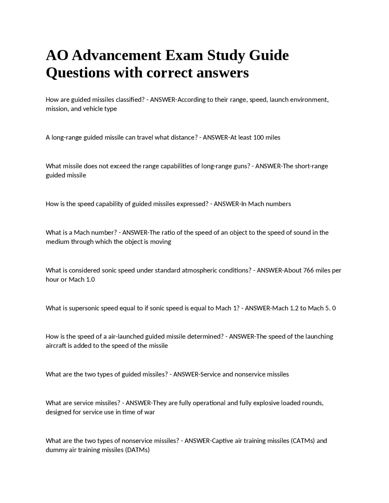 AO Advancement Exam Study Guide: Guided Missiles | Exams Engineering ...