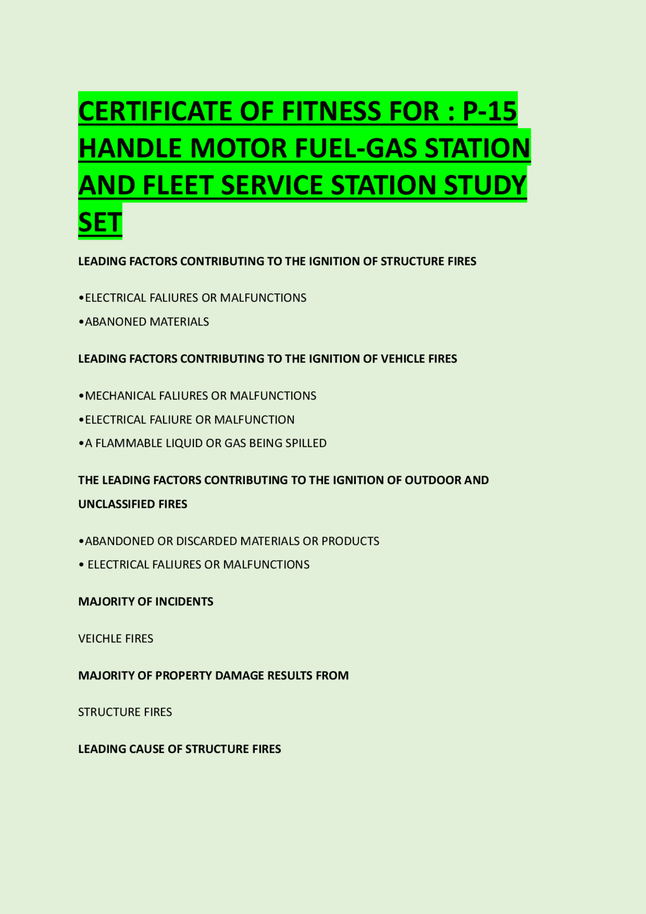 CERTIFICATE OF FITNESS FOR : P-15 HANDLE MOTOR FUEL-GAS STATION AND ...