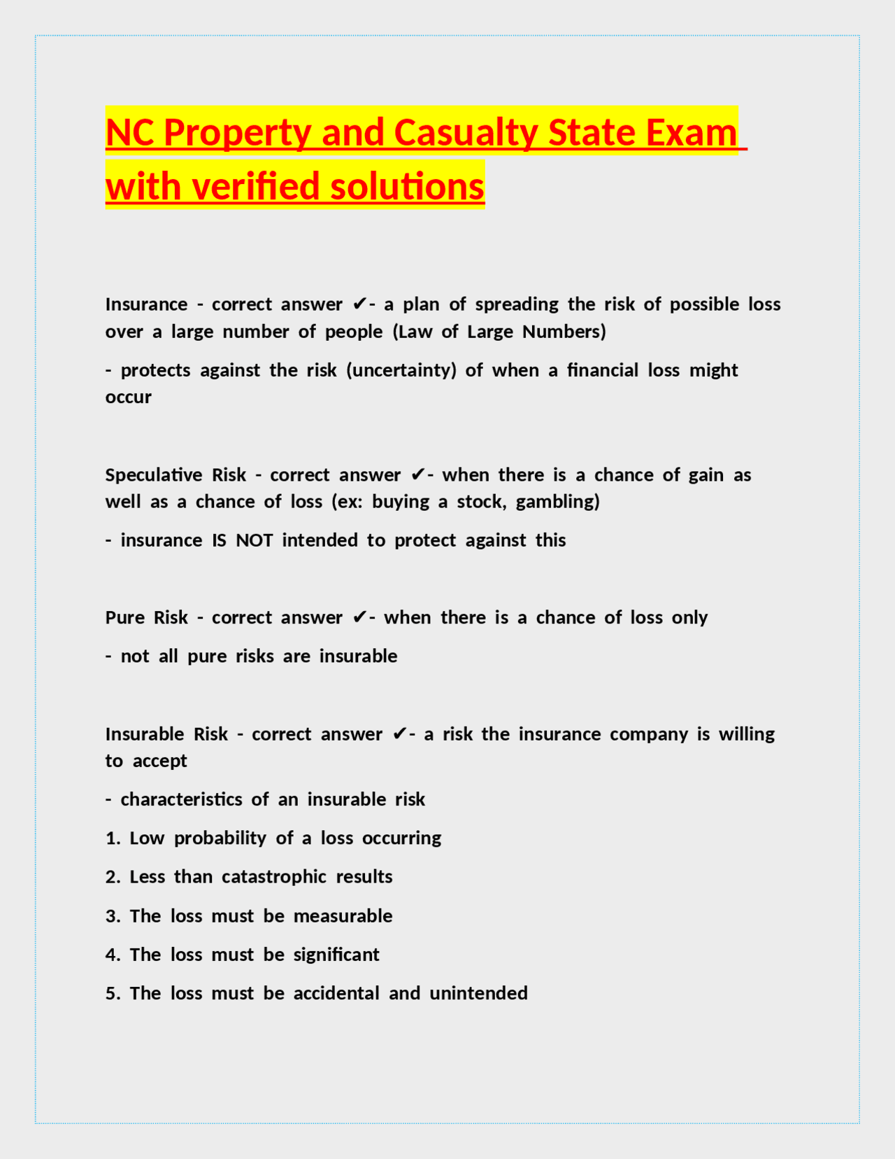 NC Property and Casualty State Exam: Comprehensive Study Guide with ...